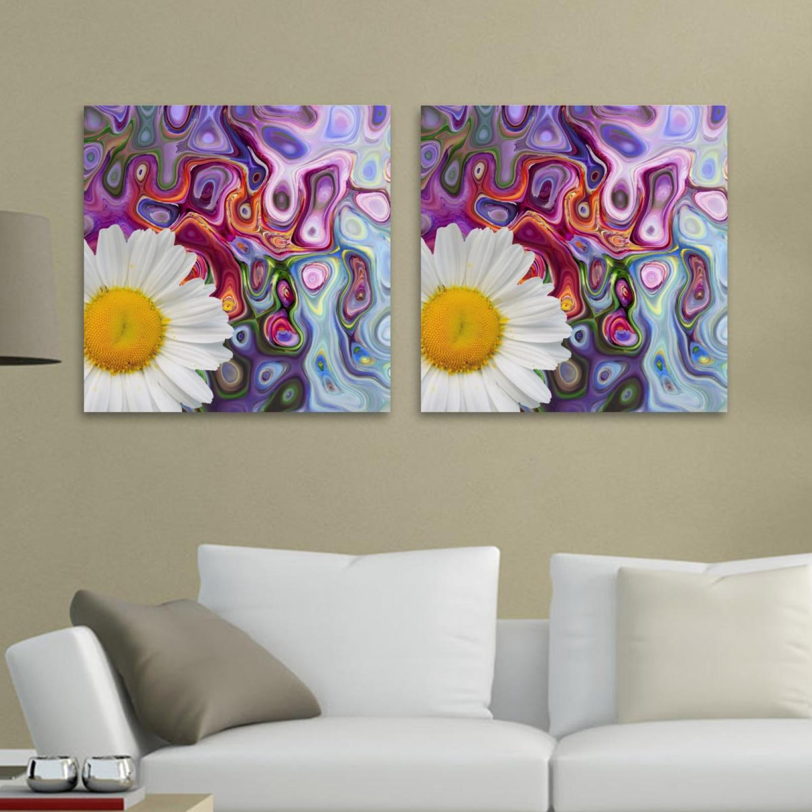 OWNSERIES Blossom White Daisy Flower Abstract Art Pattern 2PC Canvas ...