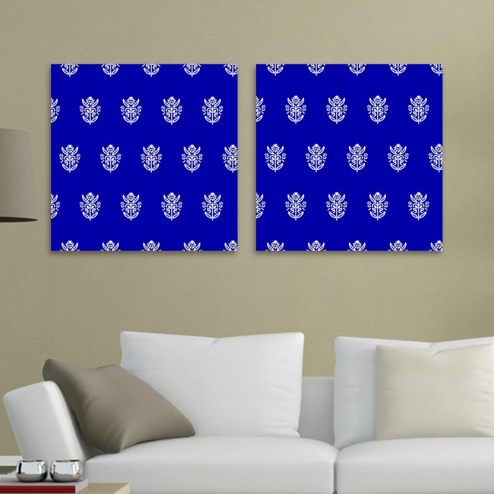 OWNSERIES Blue Floral Patten Flower Pattern 2PC Canvas Wall Art ...