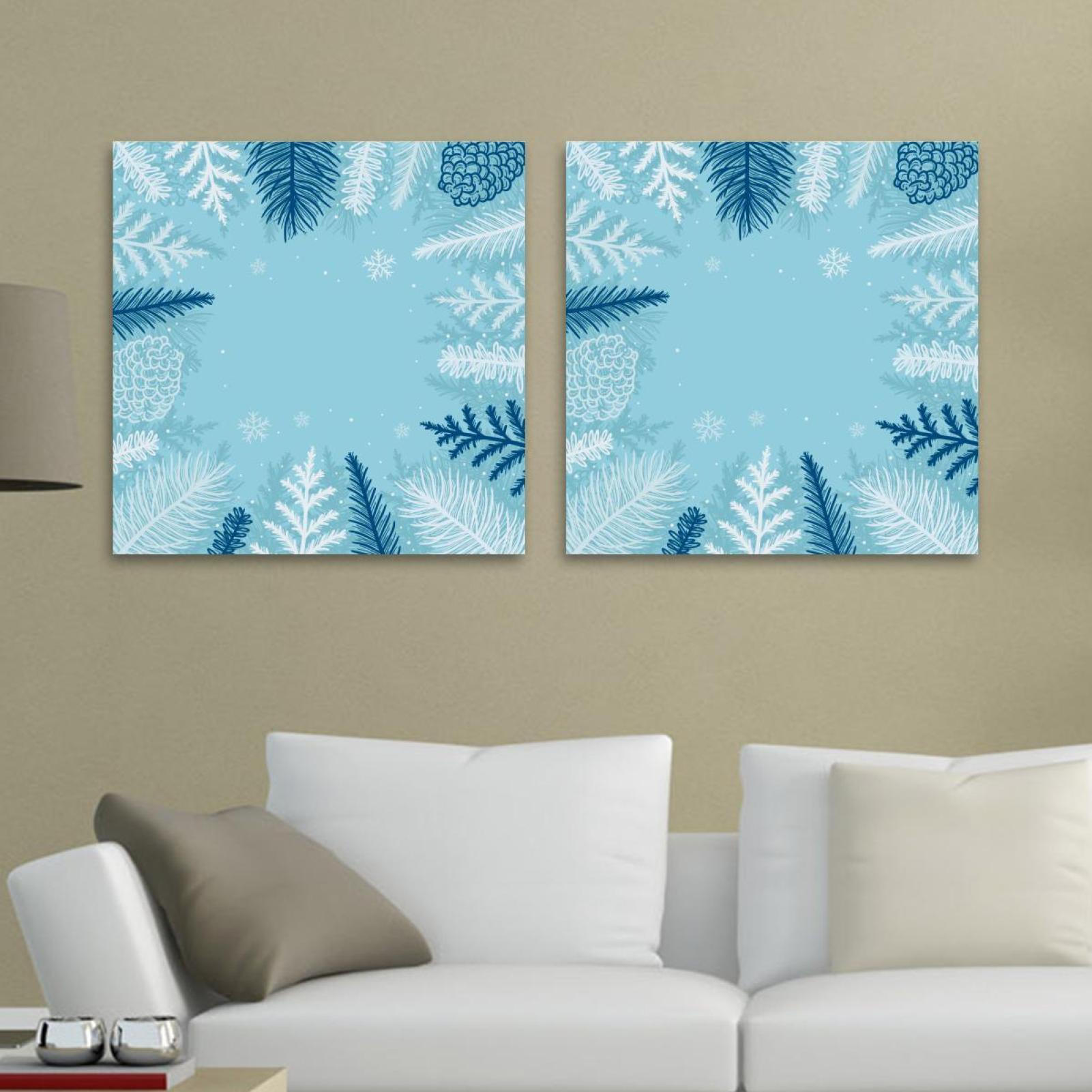OWNSERIES Blue Winter Trees Frame-01 Pattern 2PC Canvas Wall Art ...
