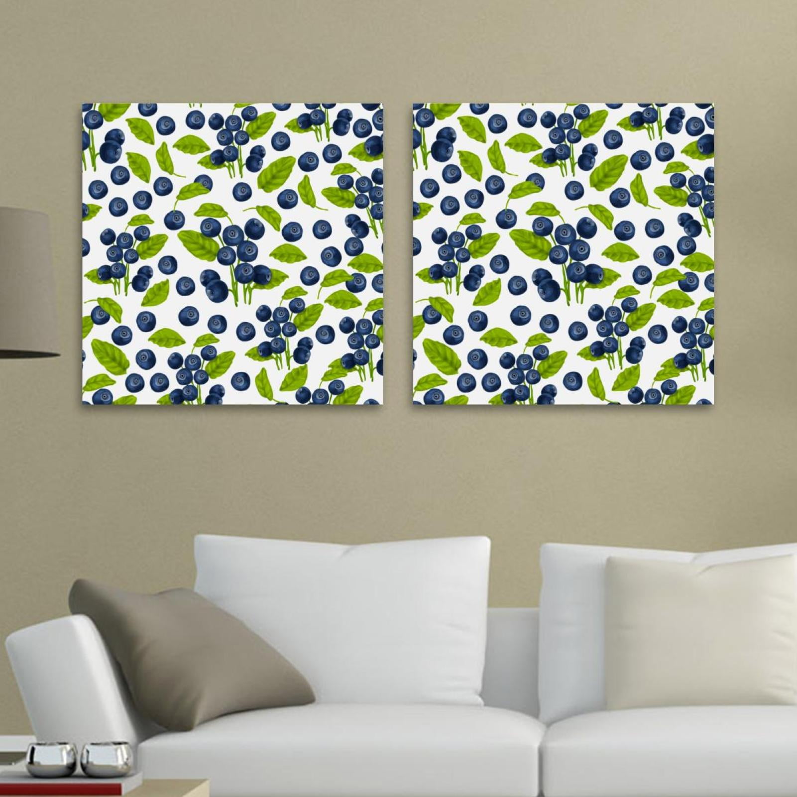 OWNSERIES Blueberry Seamless Pattern 2PC Canvas Wall Art Paintings for ...