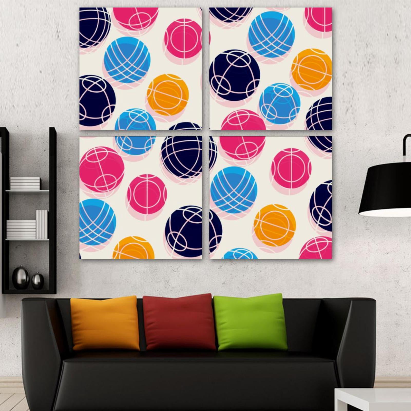 OWNSERIES Bocce Ball Pattern 4PC Frameless Canvas Wall Art Paintings ...
