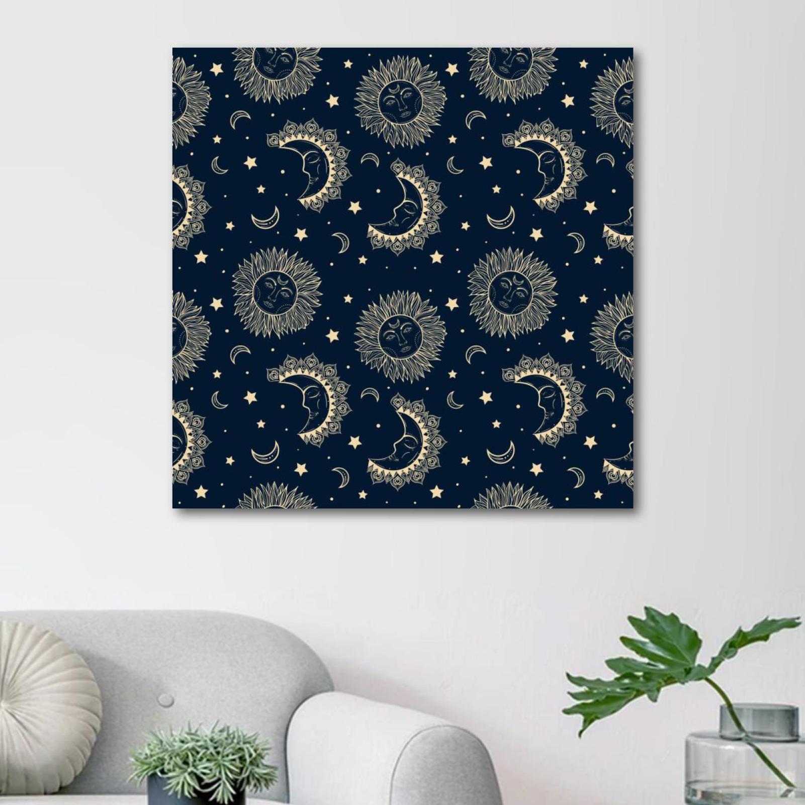 OWNSERIES Bohemian Moon Sun Pattern Canvas Wall Art Paintings for ...