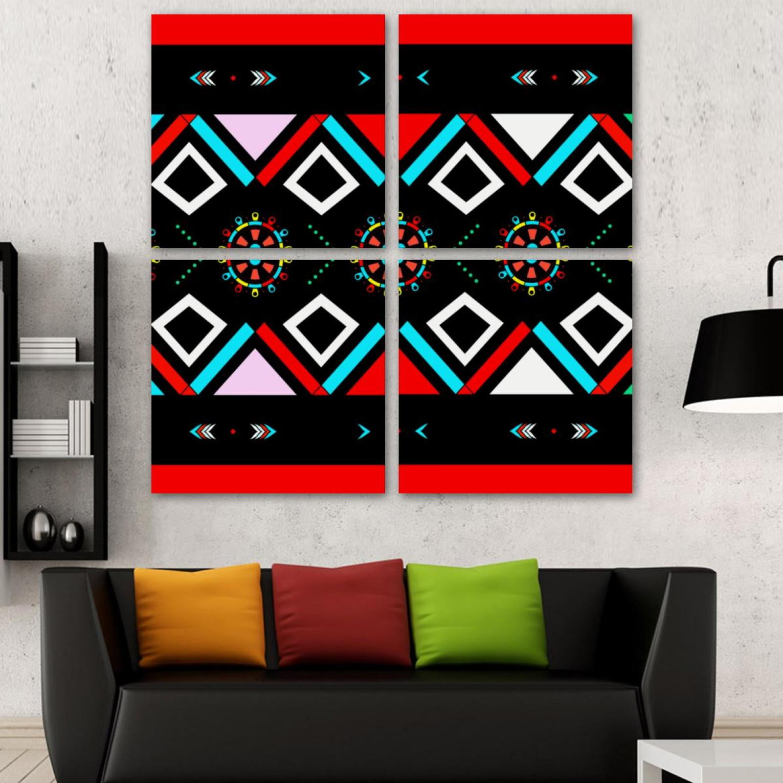 OWNSERIES Boho Bohemia Pattern 4PC Frameless Canvas Wall Art Paintings ...