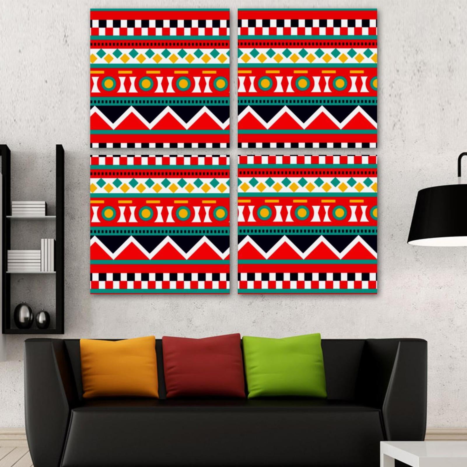 OWNSERIES Boho Bohemia Pink Pattern 4PC Frameless Canvas Wall Art ...