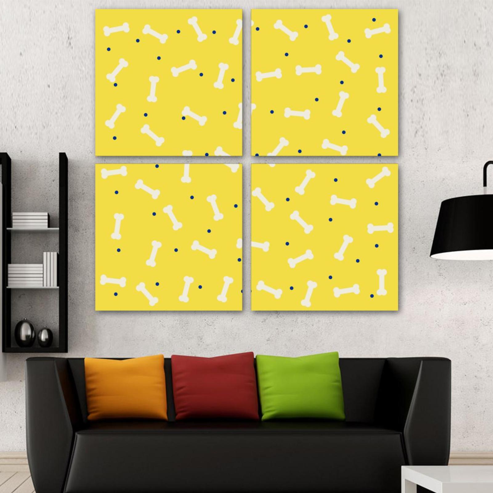 OWNSERIES Bone Yellow Pattern 4PC Frameless Canvas Wall Art Paintings ...