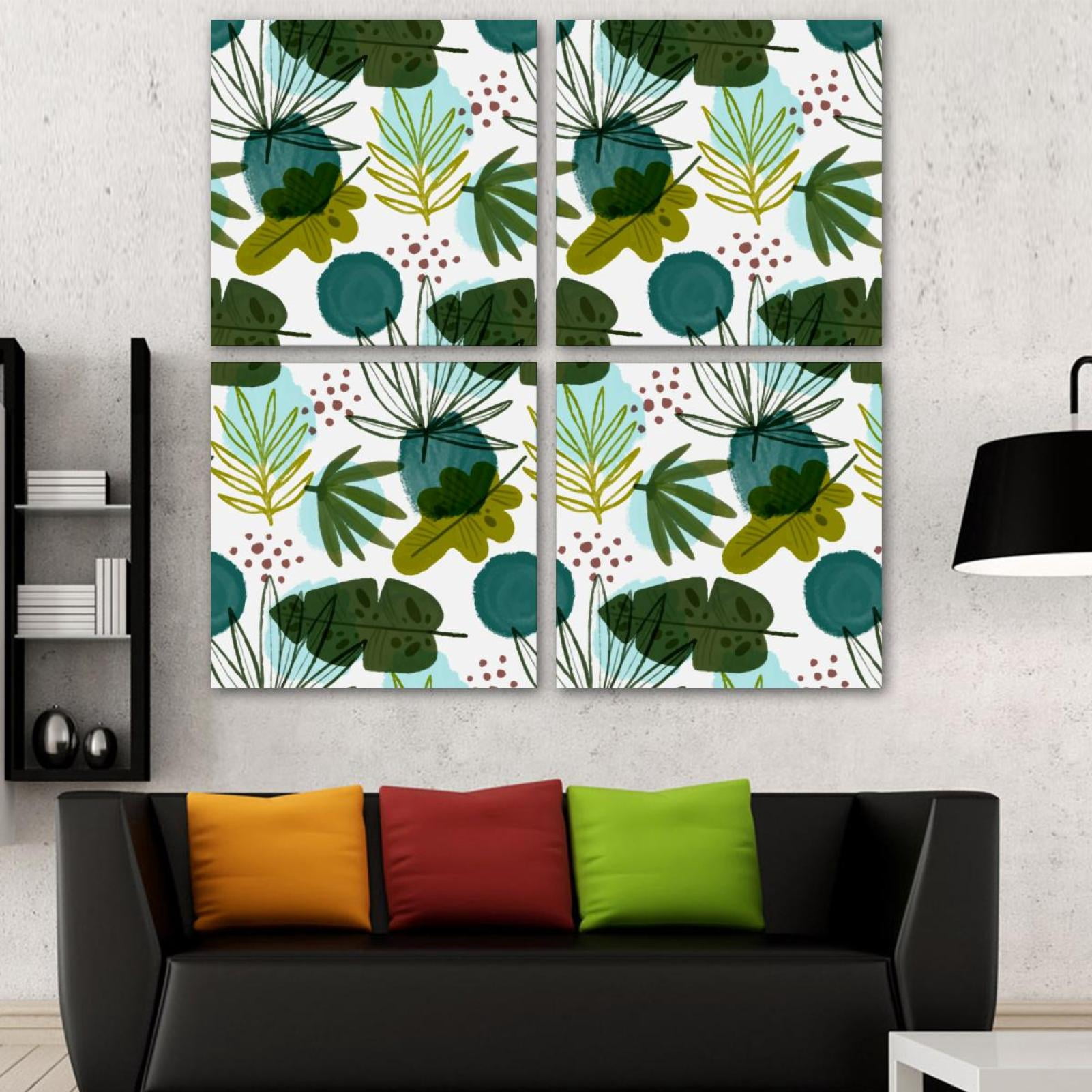 OWNSERIES Botanical Pattern with Different Leaves Pattern 4PC Frameless ...