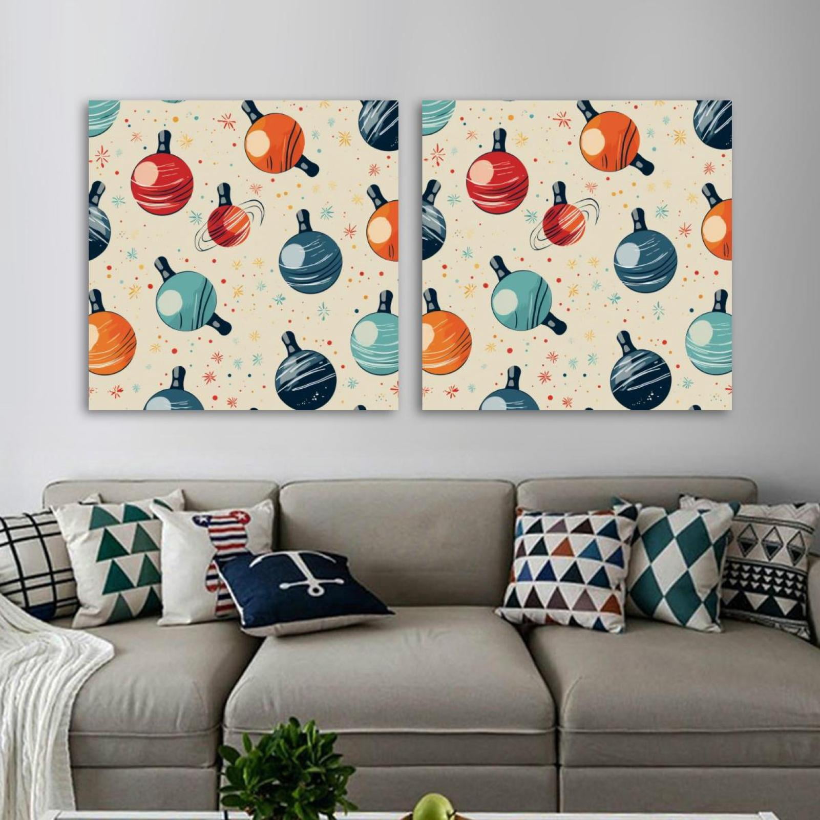 OWNSERIES Bowling Pattern 2PC Canvas Wall Art Paintings for Living Room ...