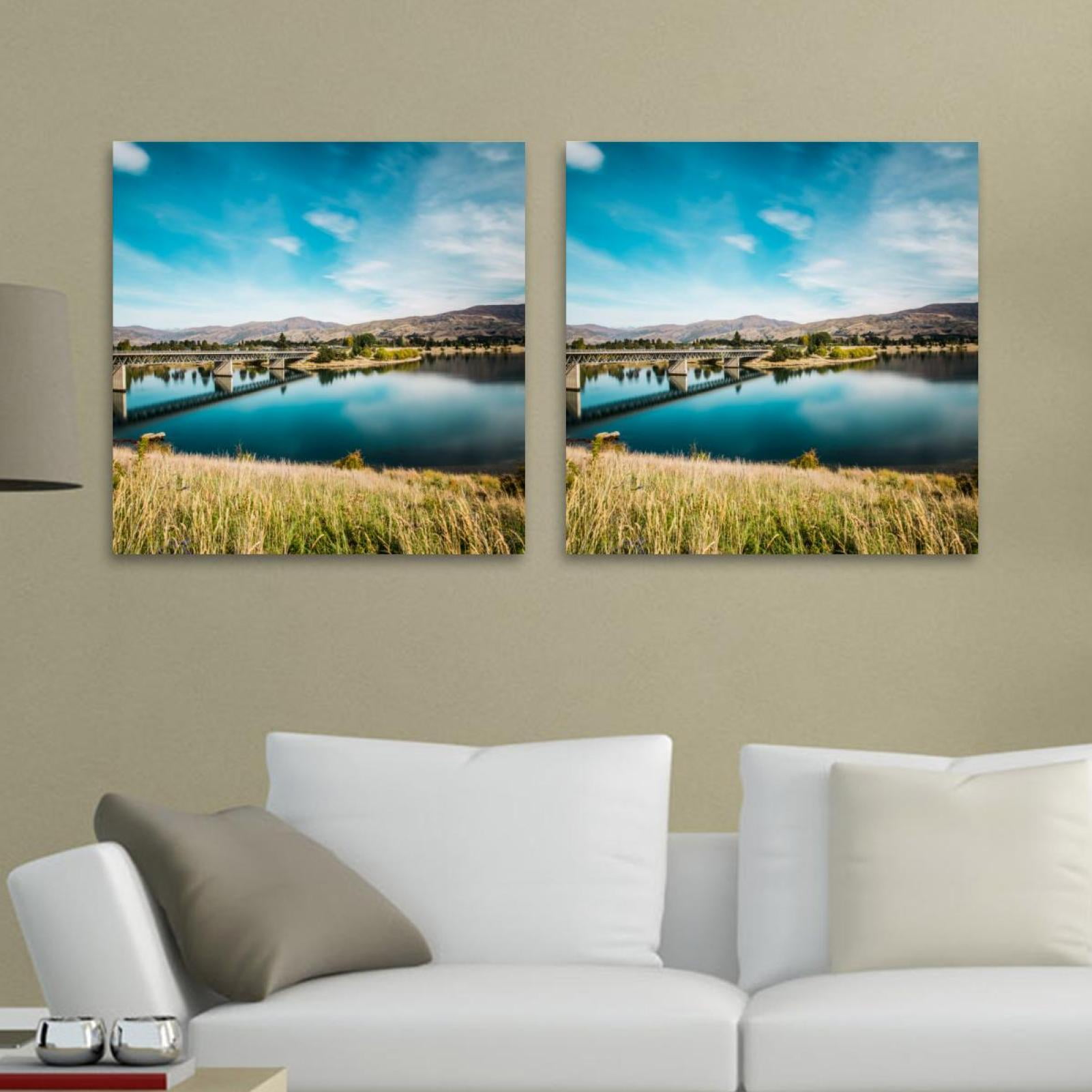 OWNSERIES Bridge Crossing Lake Pattern 2PC Canvas Wall Art Paintings ...