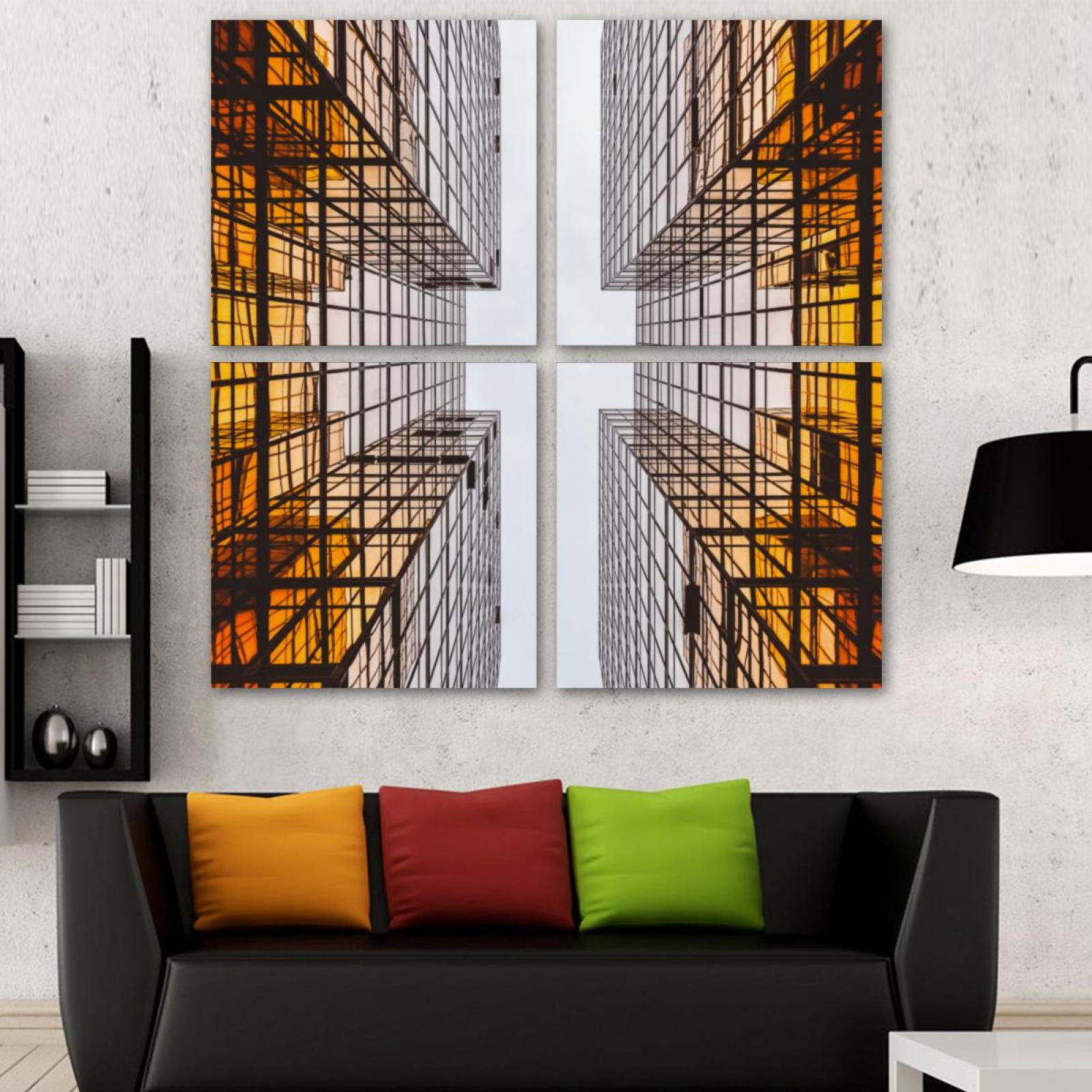 OWNSERIES Building Pattern 4PC Frameless Canvas Wall Art Paintings for ...