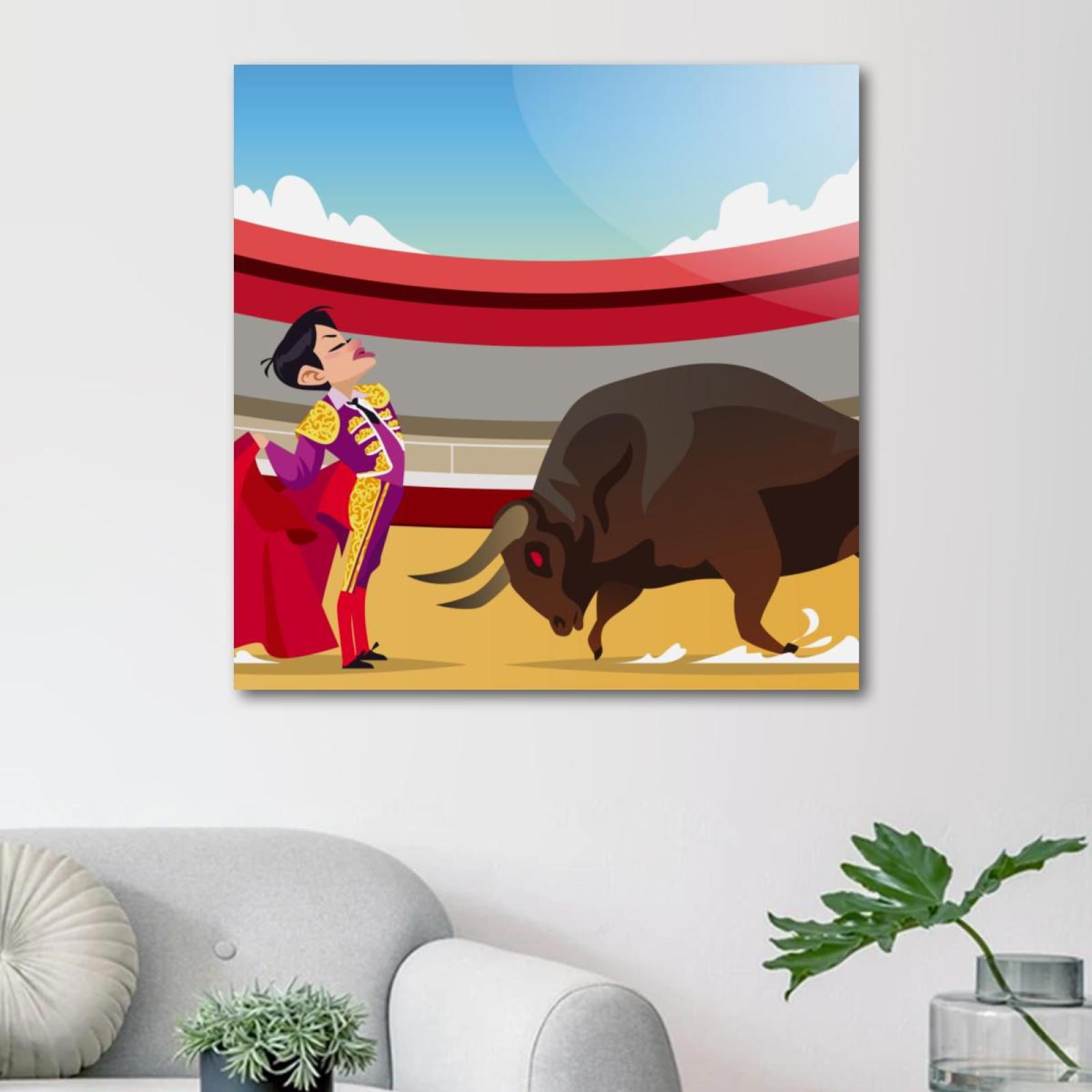 OWNSERIES Bullfighter Versus Angry Bull Pattern Canvas Wall Art ...