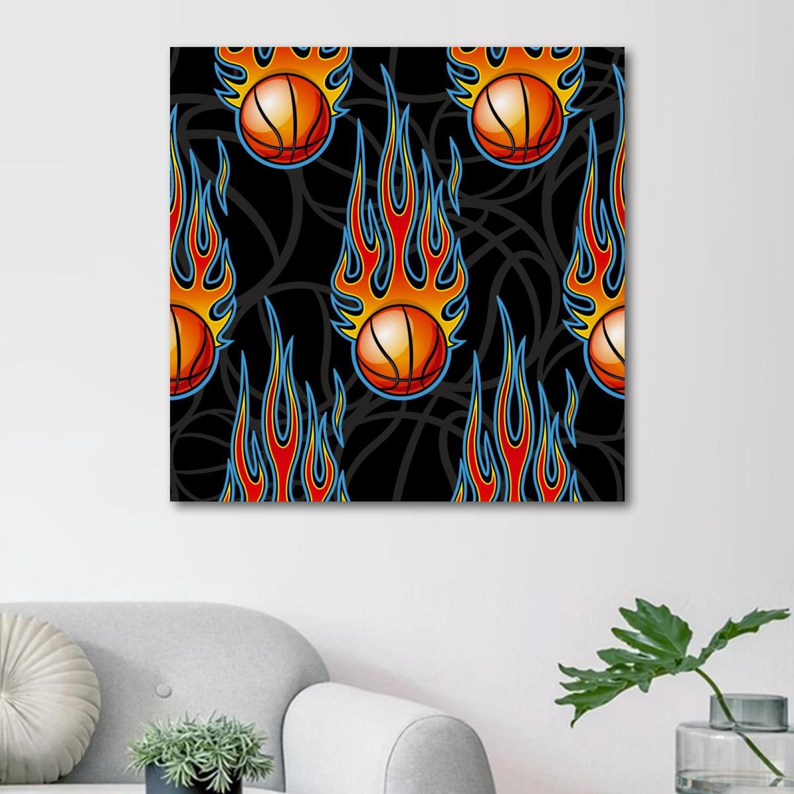 OWNSERIES Burning Basketball Pattern Canvas Wall Art Paintings for ...