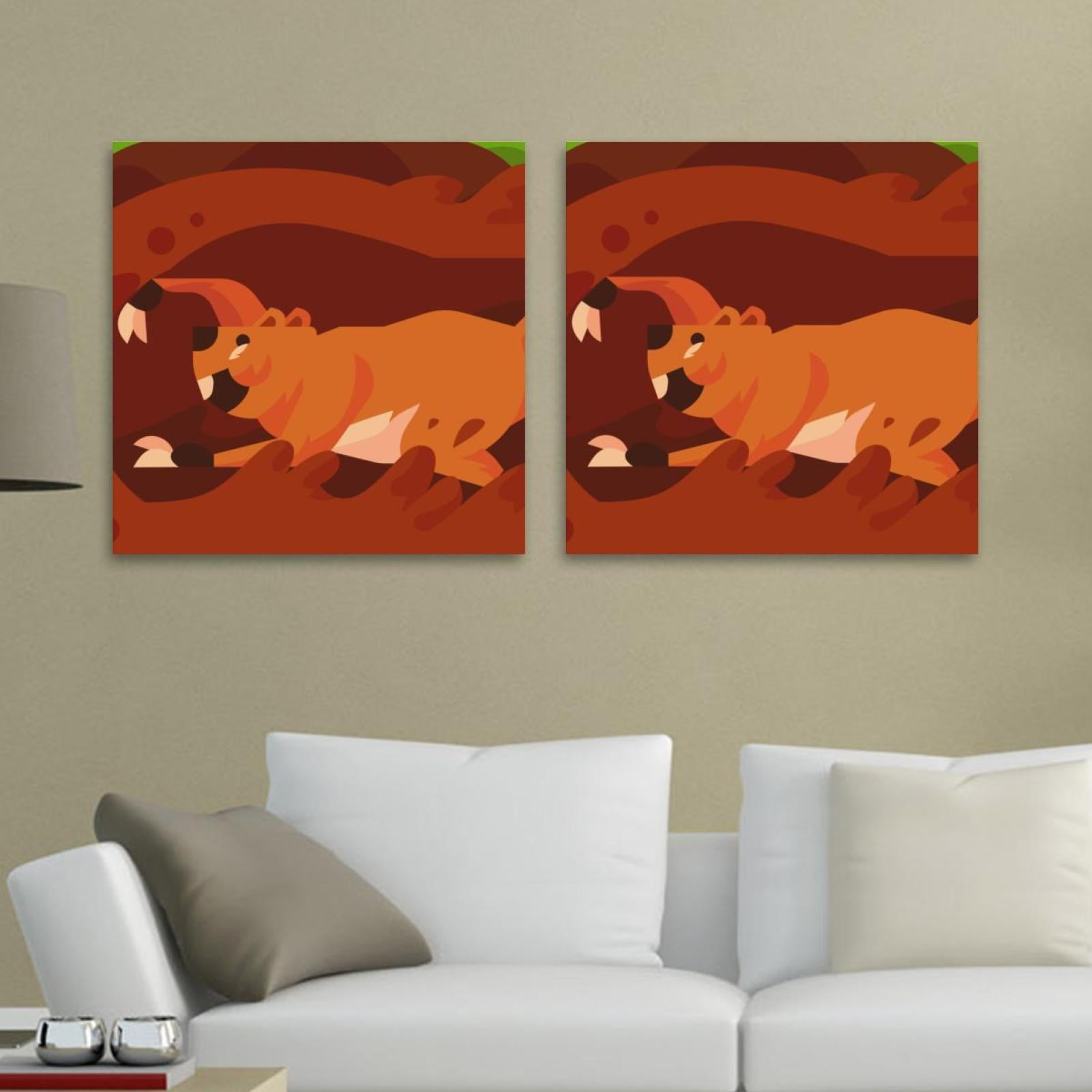 OWNSERIES Burrowing Gopher Pattern 2PC Canvas Wall Art Paintings for ...