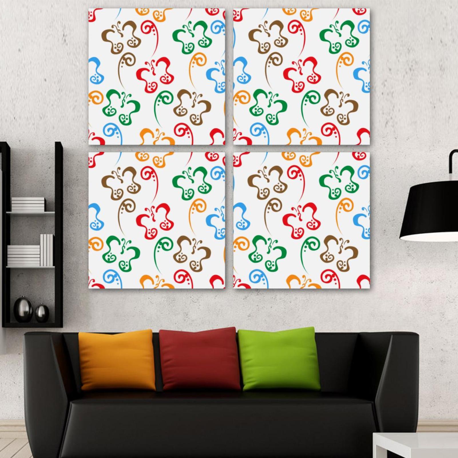 OWNSERIES Butterfly Colorful Pattern Pattern 4PC Frameless Canvas Wall Art Paintings for Living ...