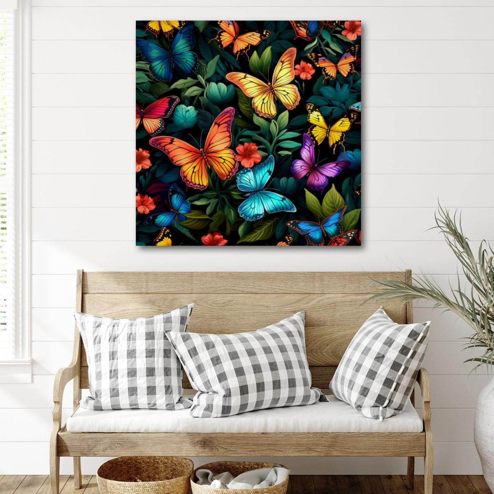 OWNSERIES Butterfly Pattern Canvas Wall Art Paintings for Living Room ...