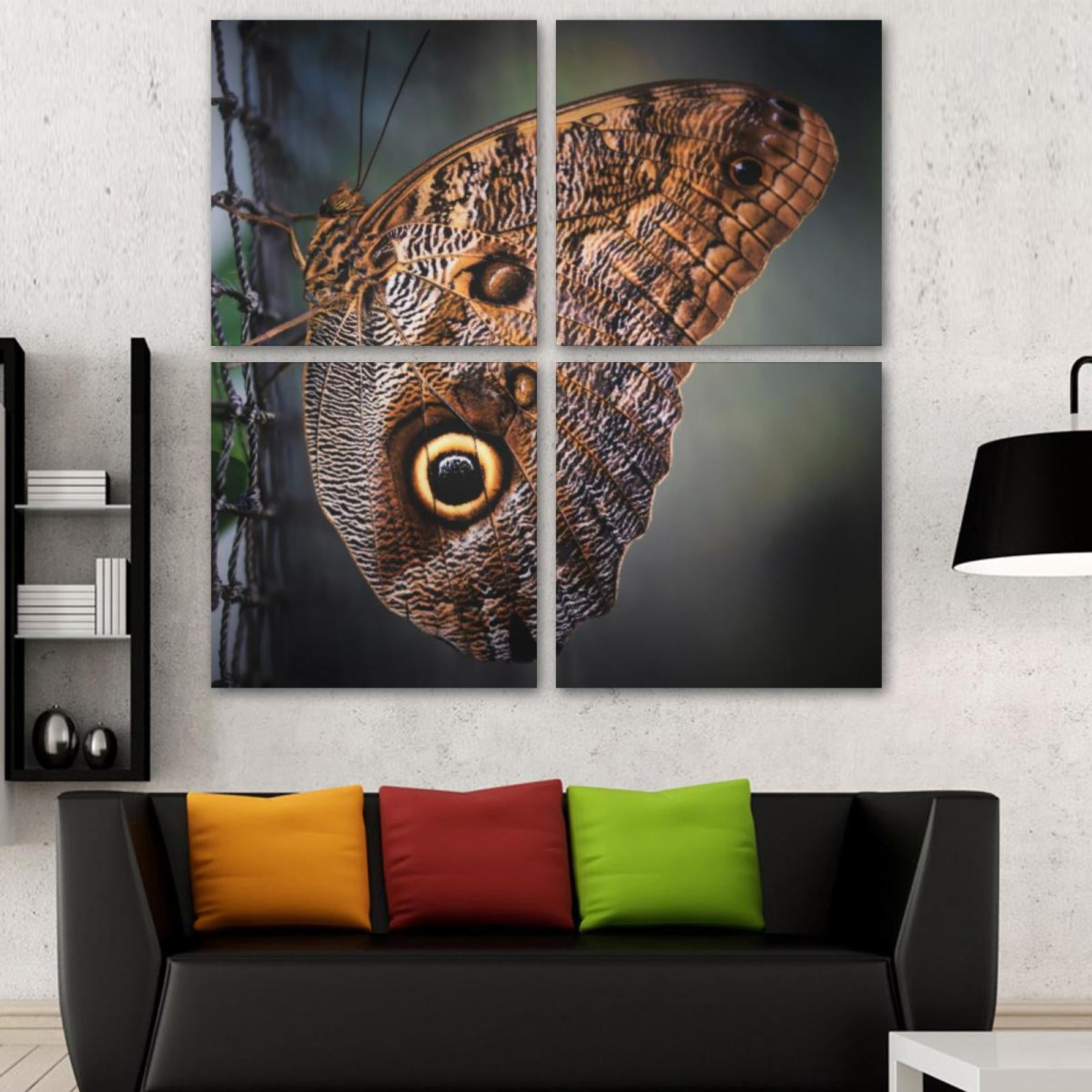 OWNSERIES Butterfly on Rope Net Pattern 4PC Frameless Canvas Wall Art ...