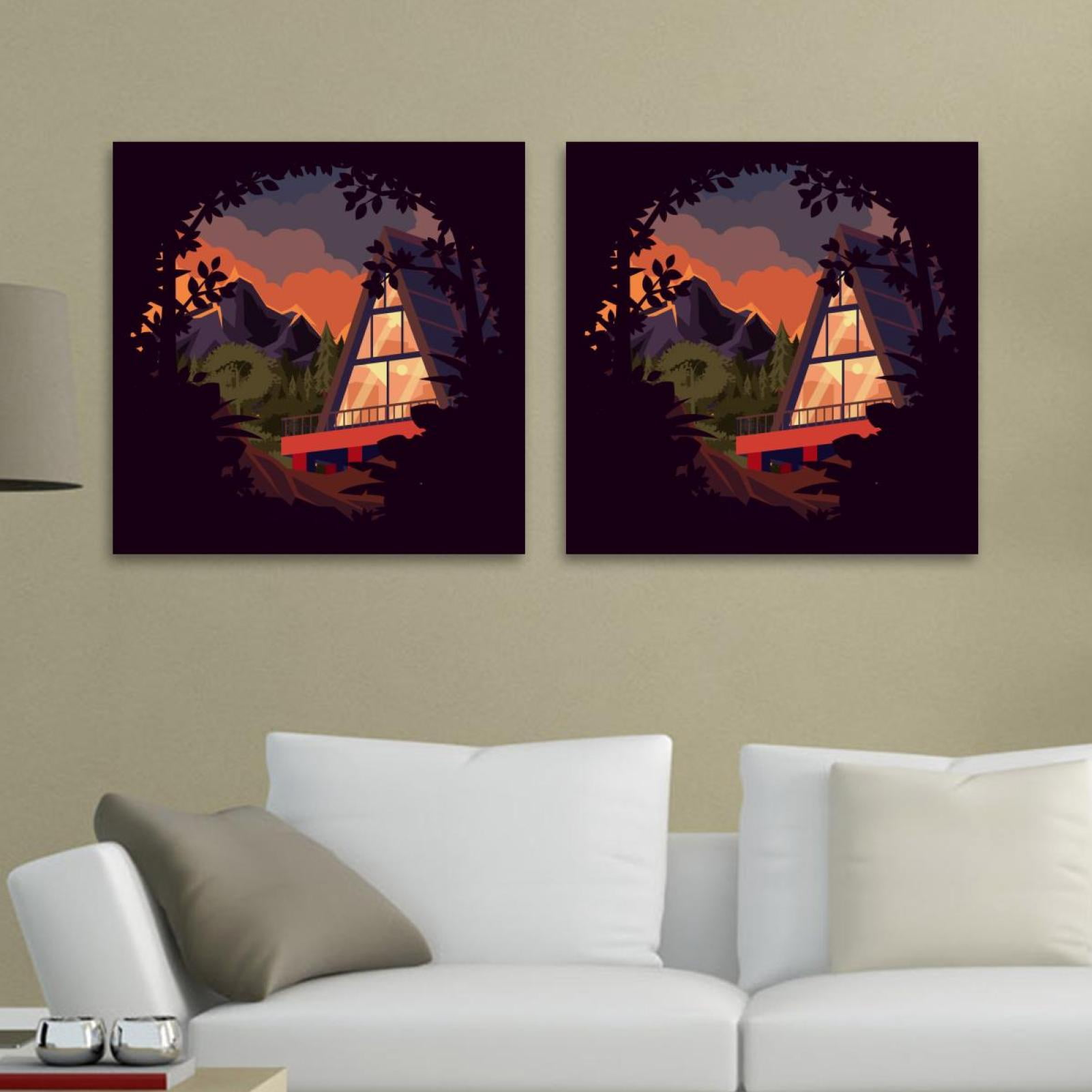 OWNSERIES Cabin in the Woods Pattern 2PC Canvas Wall Art Paintings for ...