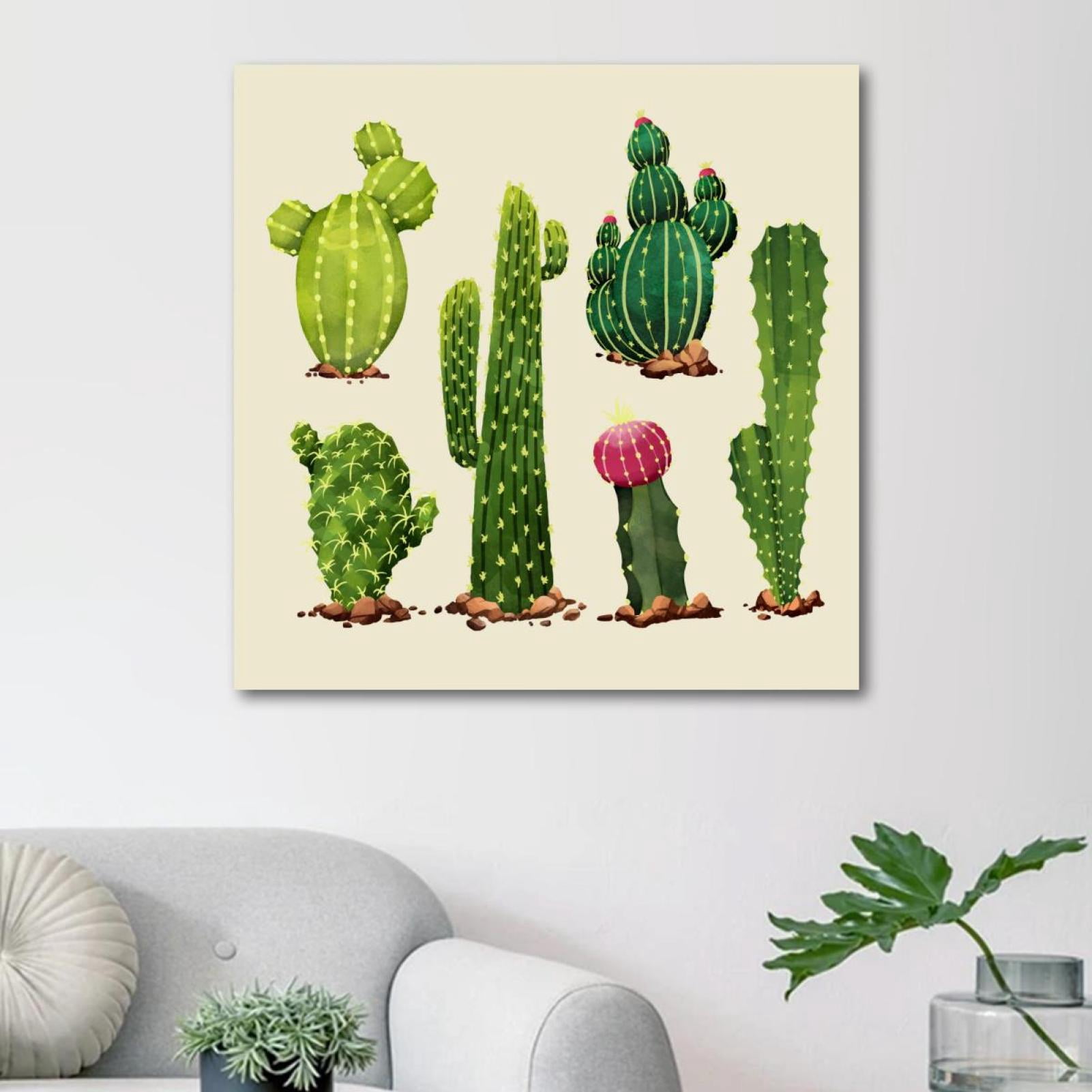 OWNSERIES Cactus Pattern Canvas Wall Art Paintings for Living Room ...