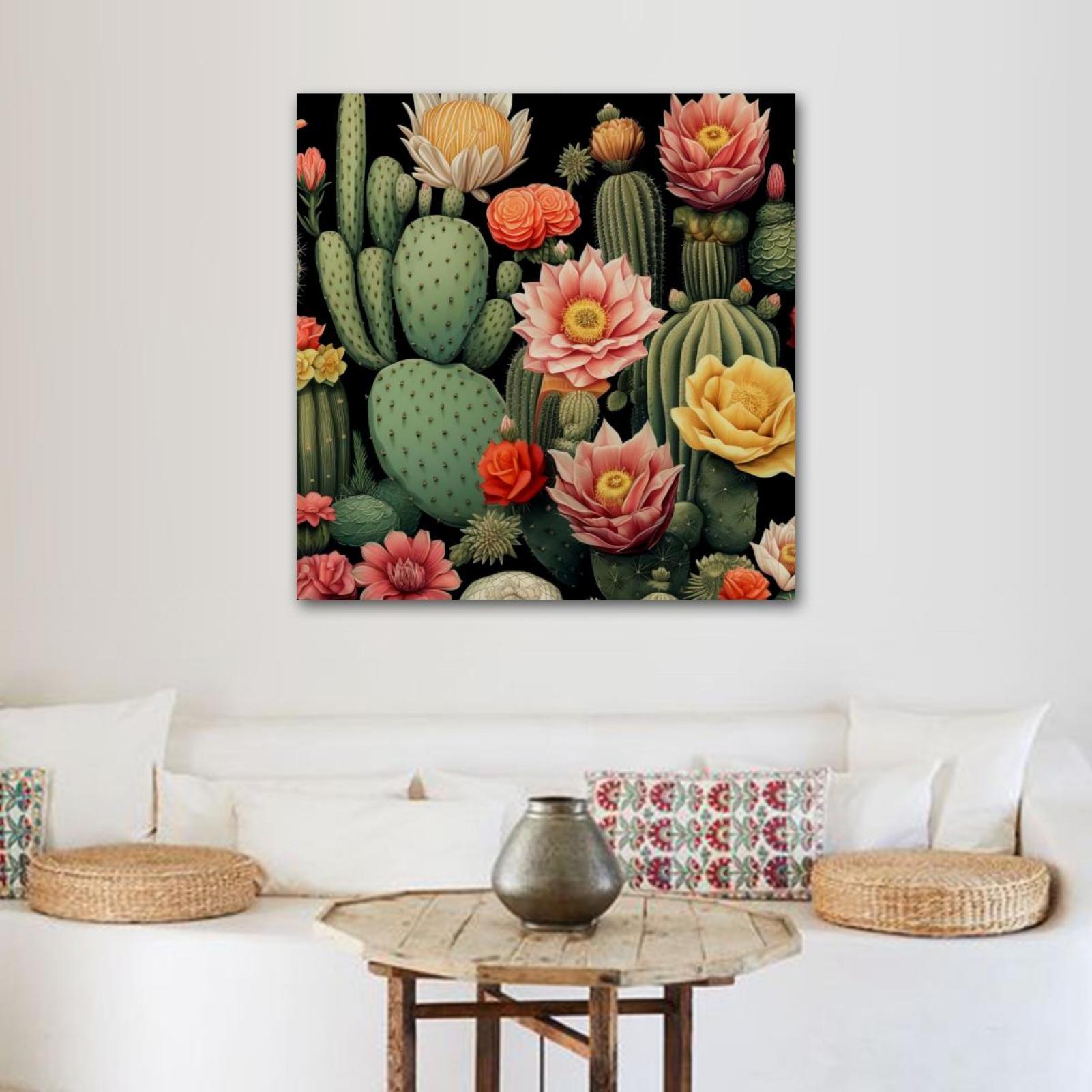 OWNSERIES Cactus Pattern Pattern Canvas Wall Art Paintings for Living ...