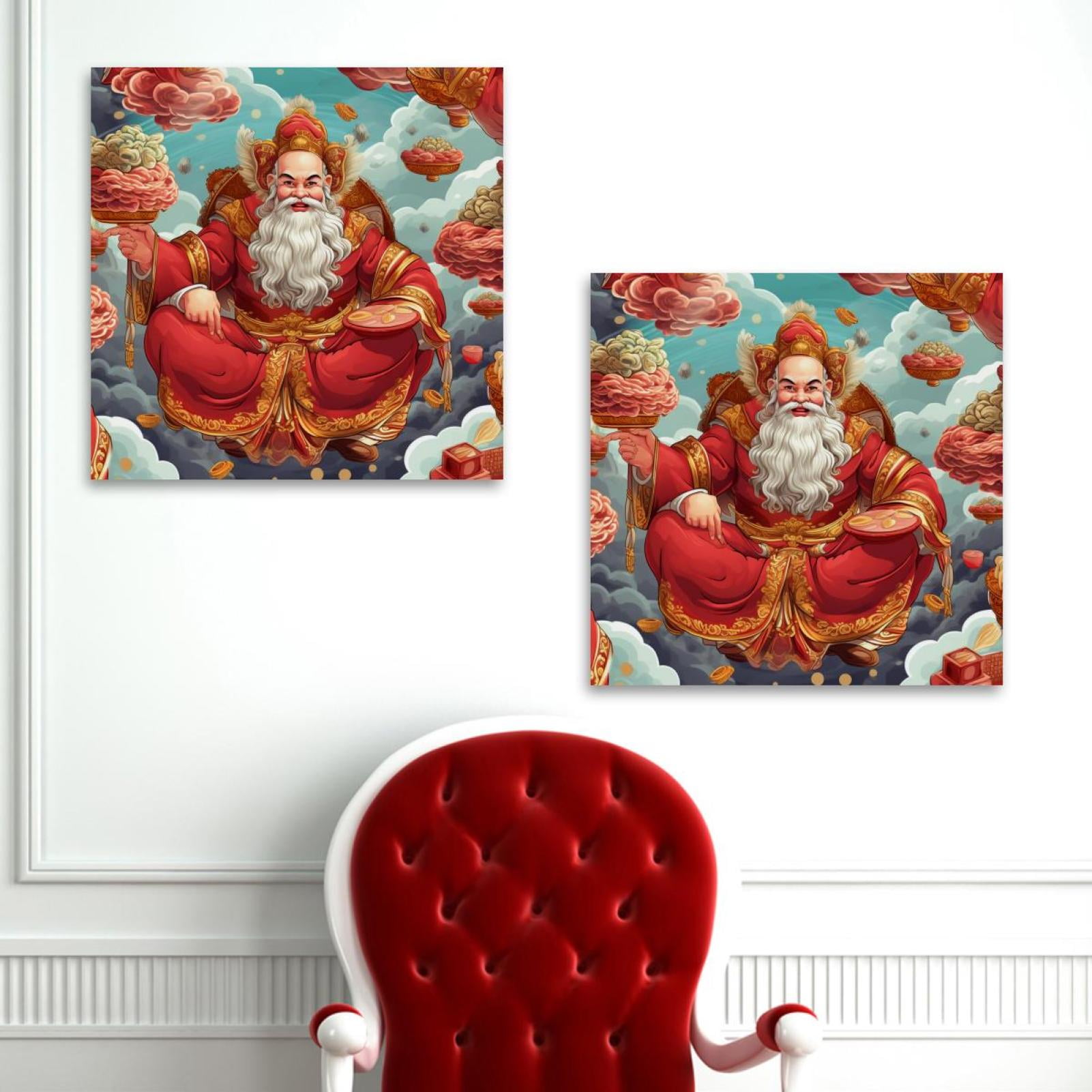 OWNSERIES Cai Shen Ye Pattern 2PC Canvas Wall Art Paintings for Living ...