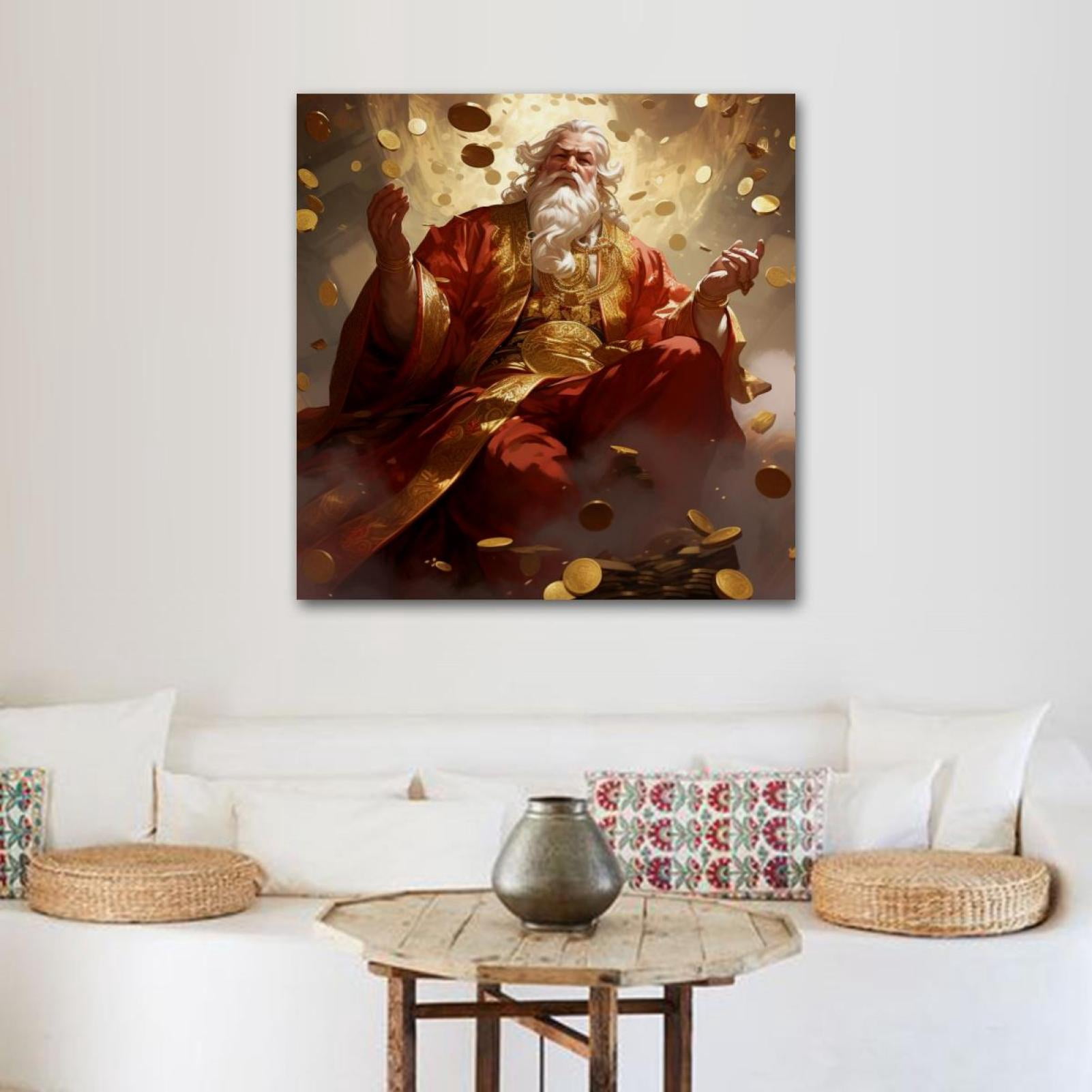 OWNSERIES Cai Shen Ye Pattern Canvas Wall Art Paintings for Living Room ...