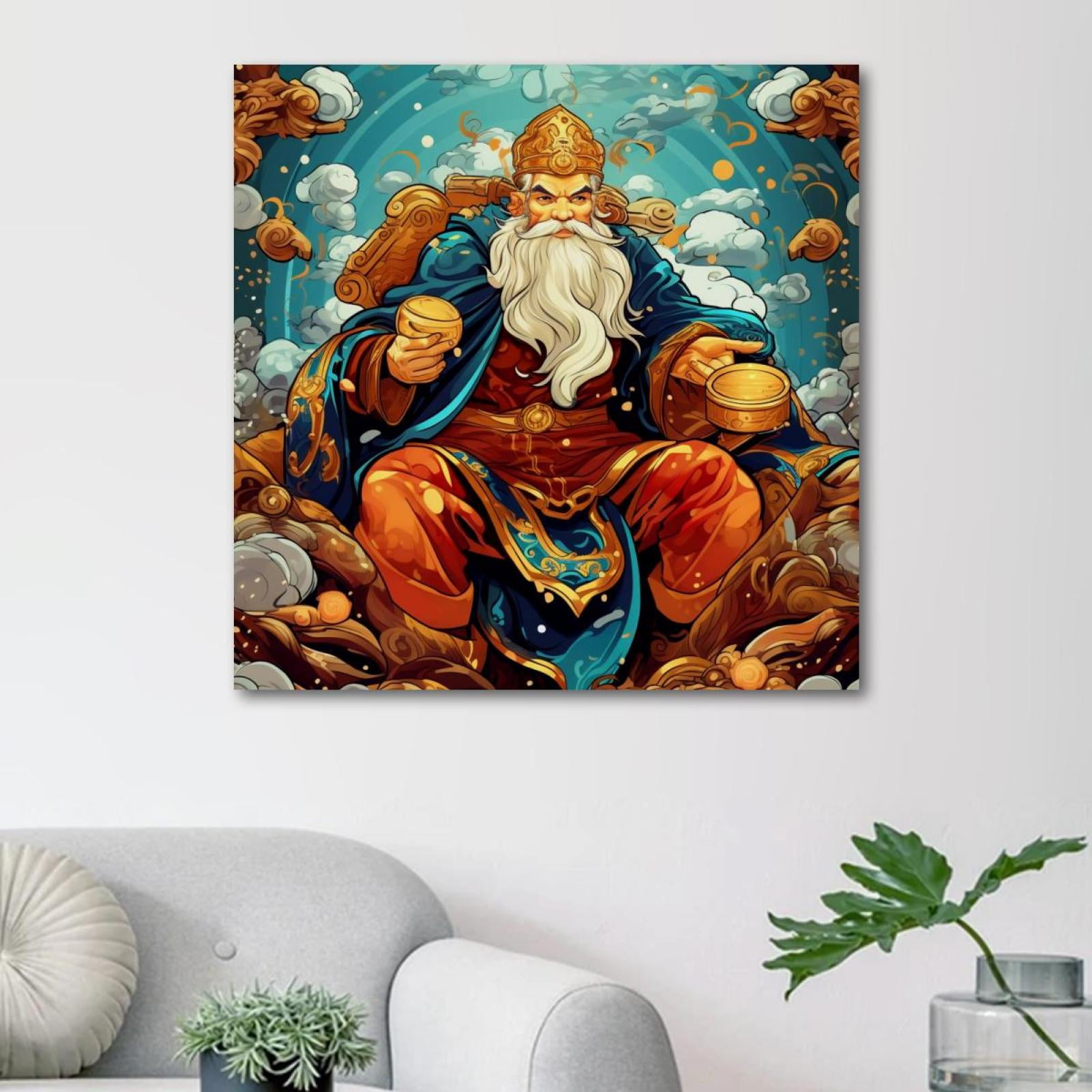 OWNSERIES Cai Shen Ye Pattern Canvas Wall Art Paintings for Living Room ...