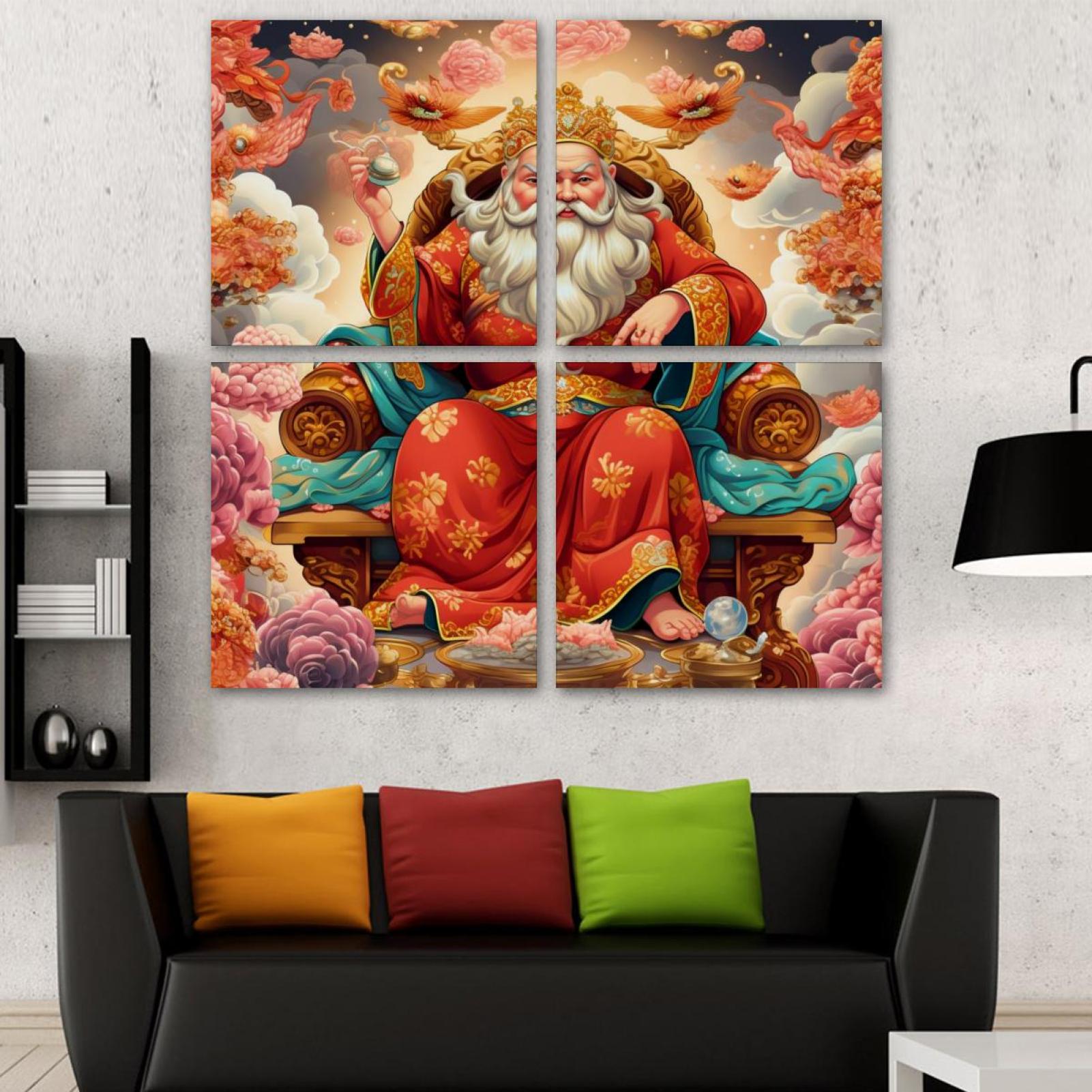 OWNSERIES Cai Shen Ye Pattern Pattern 4PC Frameless Canvas Wall Art ...