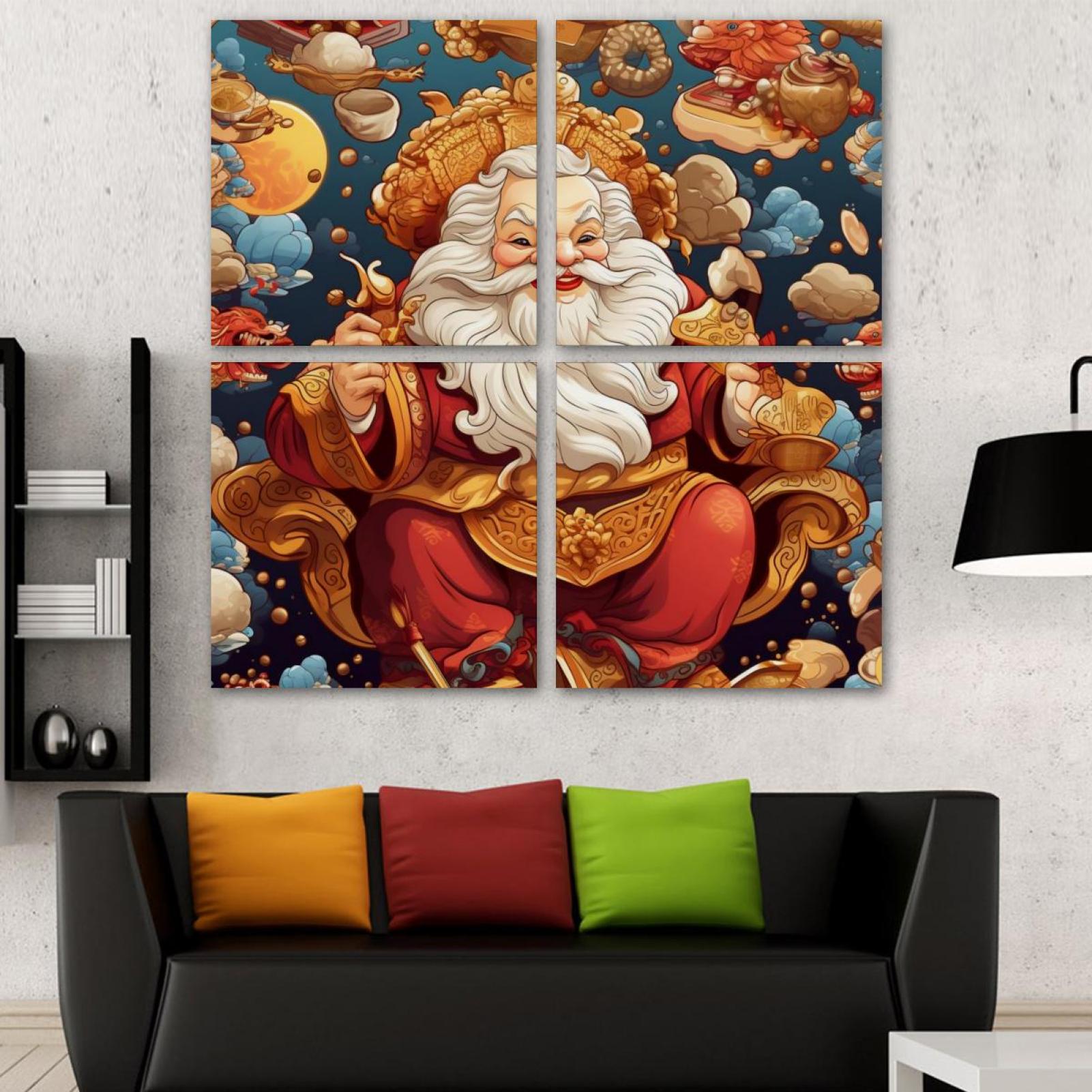 OWNSERIES Cai Shen Ye Pattern Pattern 4PC Frameless Canvas Wall Art ...