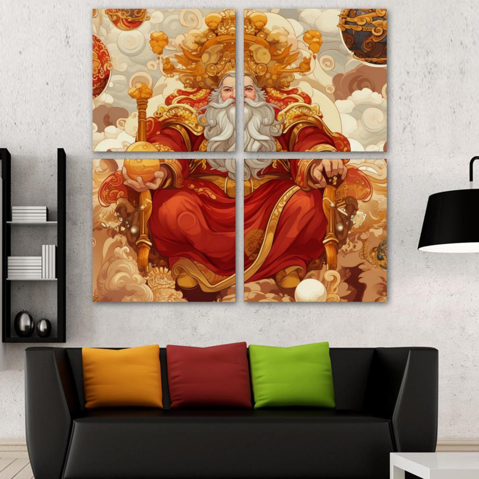 OWNSERIES Cai Shen Ye Pattern Pattern 4PC Frameless Canvas Wall Art ...