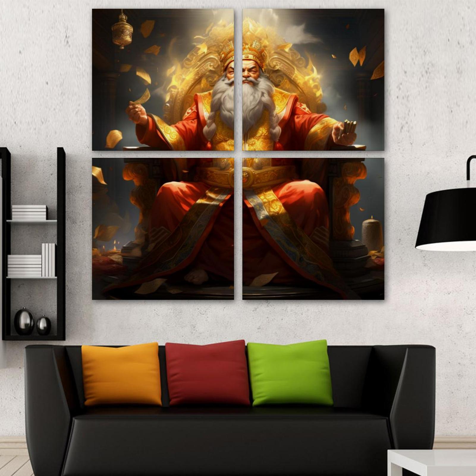 OWNSERIES Cai Shen Ye Pattern Pattern 4PC Frameless Canvas Wall Art ...