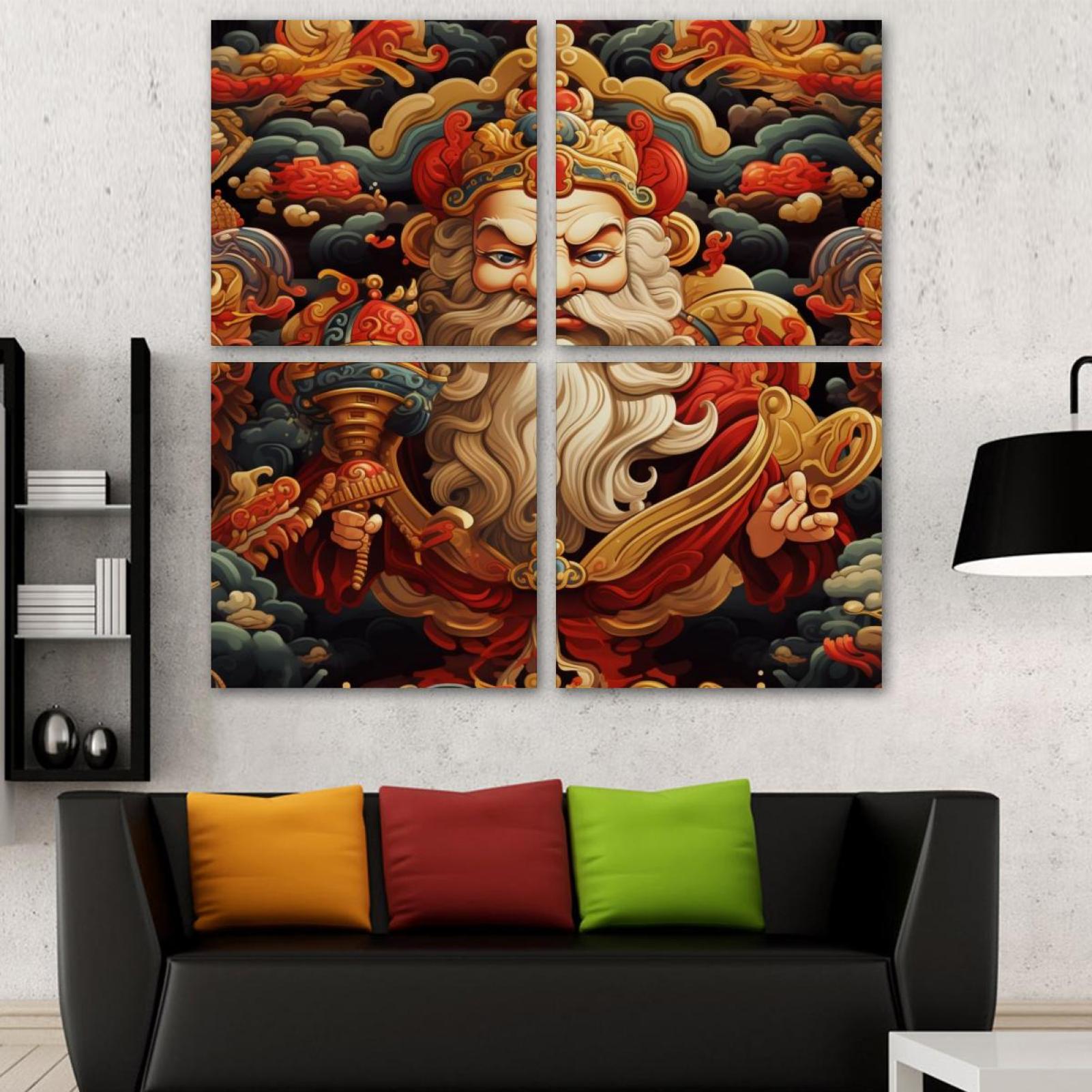OWNSERIES Cai Shen Ye Pattern Pattern 4PC Frameless Canvas Wall Art ...