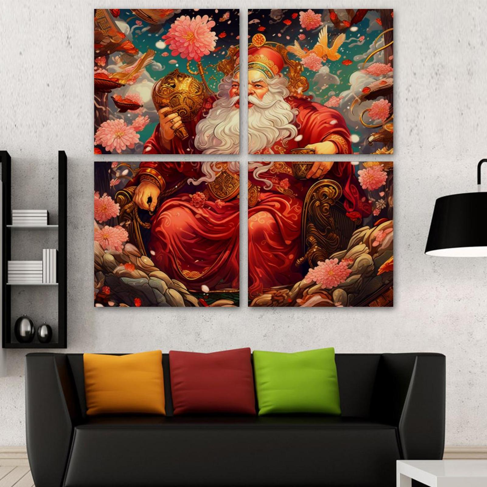 OWNSERIES Cai Shen Ye Pattern Pattern 4PC Frameless Canvas Wall Art ...