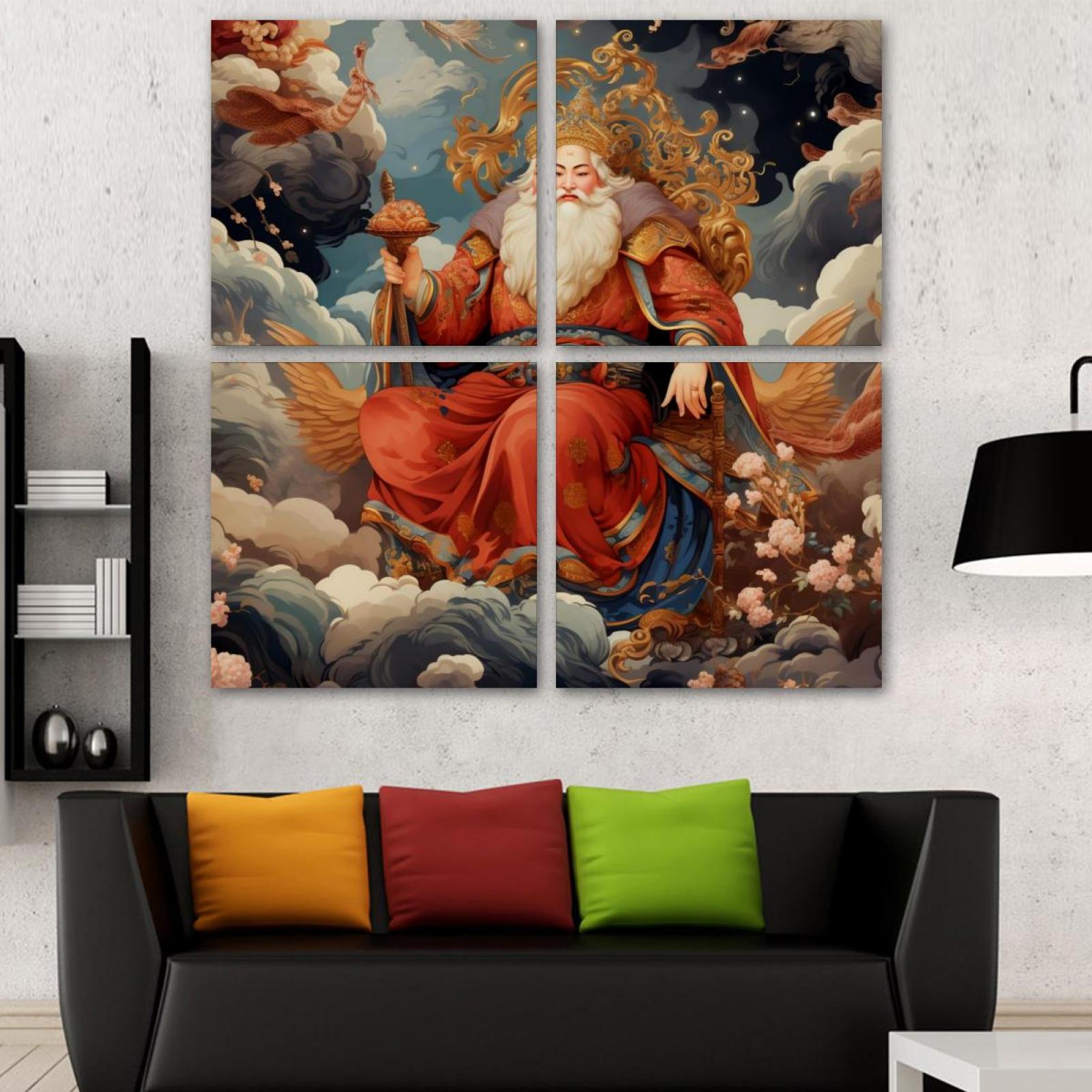 OWNSERIES Cai Shen Ye Pattern Pattern 4PC Frameless Canvas Wall Art ...