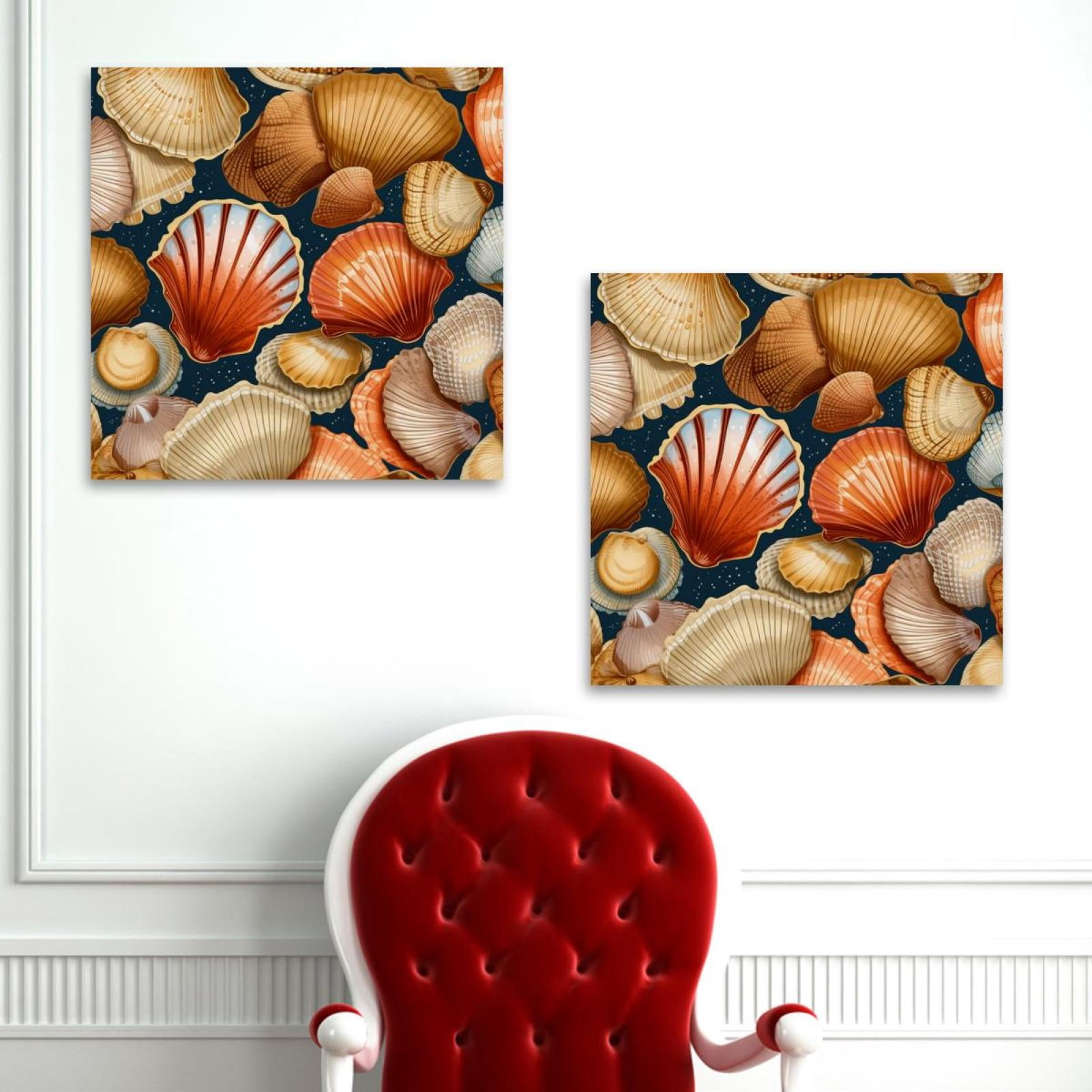 OWNSERIES Cameo Shell Pattern 2PC Canvas Wall Art Paintings for Living ...