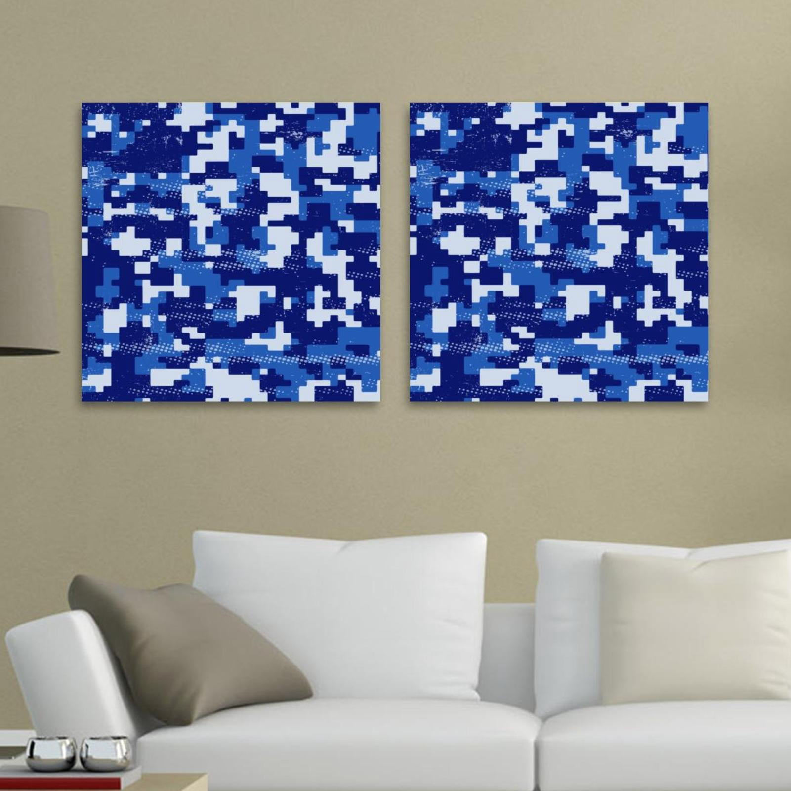 OWNSERIES Camouflage Blue Pattern 2PC Canvas Wall Art Paintings for ...