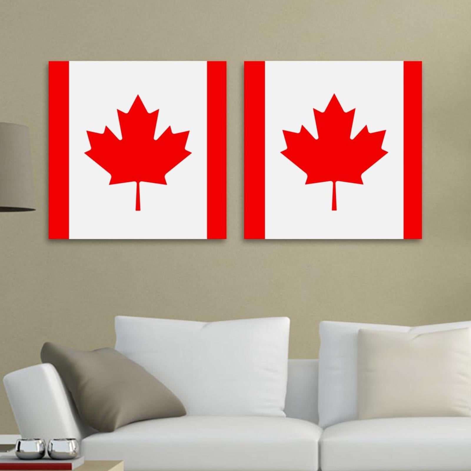OWNSERIES Canada Flag Maple Leaves Pattern 2PC Canvas Wall Art ...