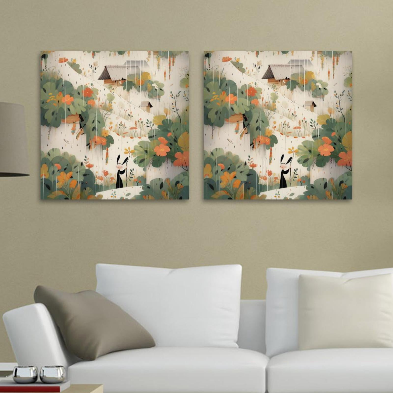 OWNSERIES Cartoon Bunny Pattern 2PC Canvas Wall Art Paintings for ...
