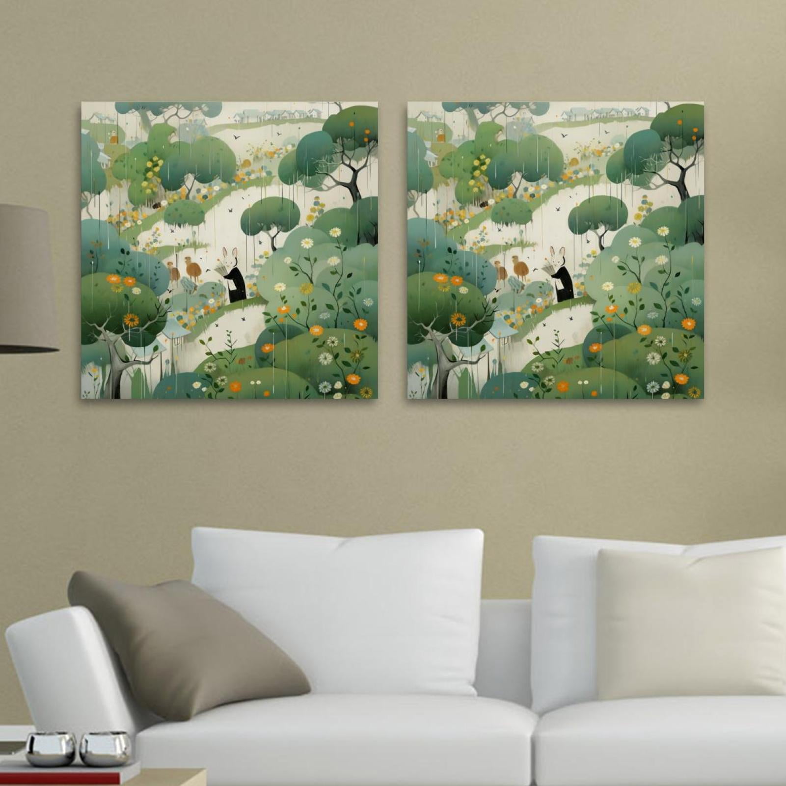 OWNSERIES Cartoon Bunny Pattern 2PC Canvas Wall Art Paintings for ...
