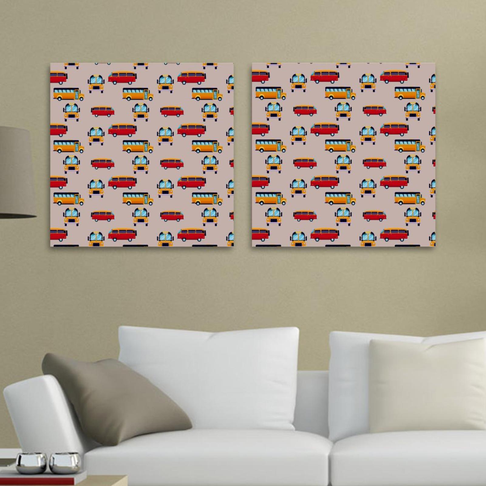 OWNSERIES Cartoon Bus Car Pattern 2PC Canvas Wall Art Paintings for ...