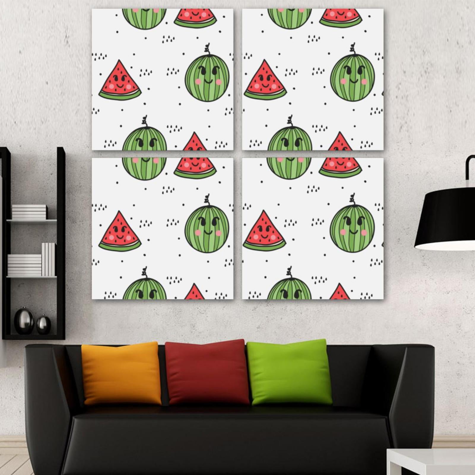 OWNSERIES Cartoon Watermelon Pattern 4PC Frameless Canvas Wall Art ...