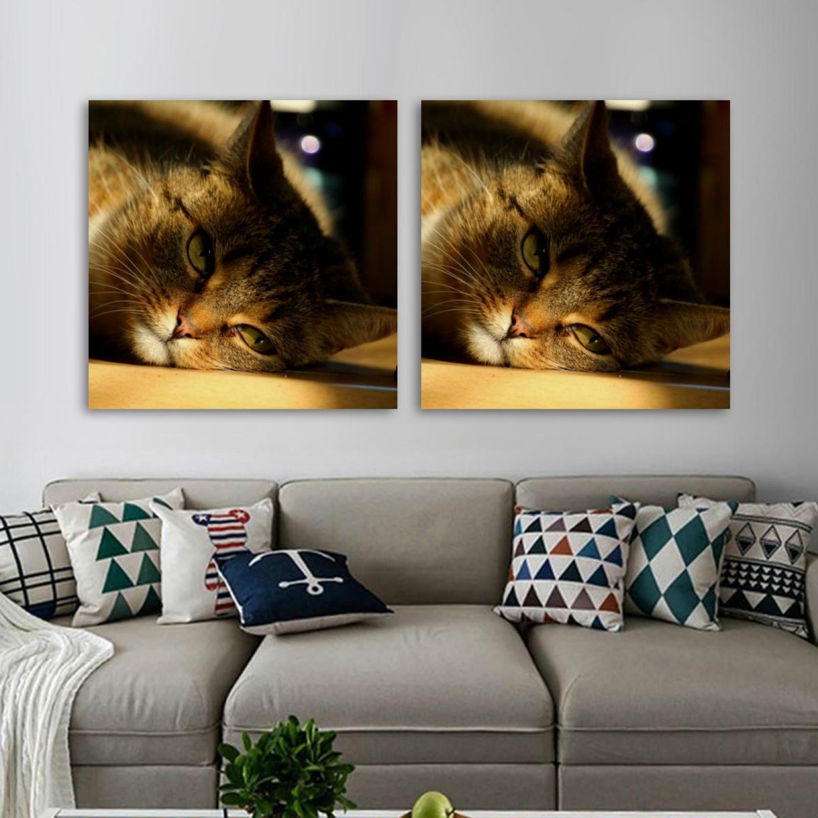 OWNSERIES Cat Pattern Pattern 2PC Canvas Wall Art Paintings for Living ...