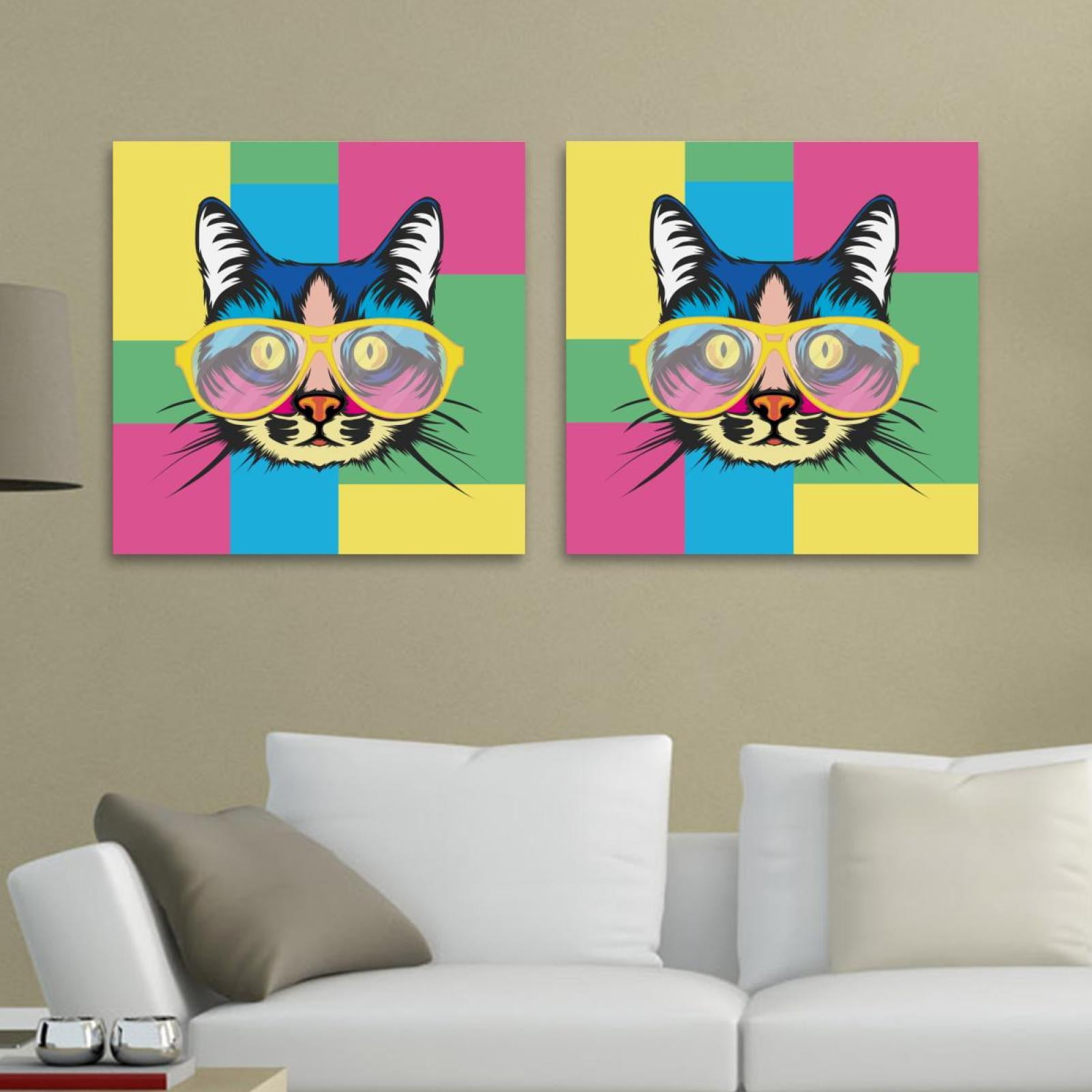 OWNSERIES Cat Pattern 2PC Canvas Wall Art Paintings for Living Room ...