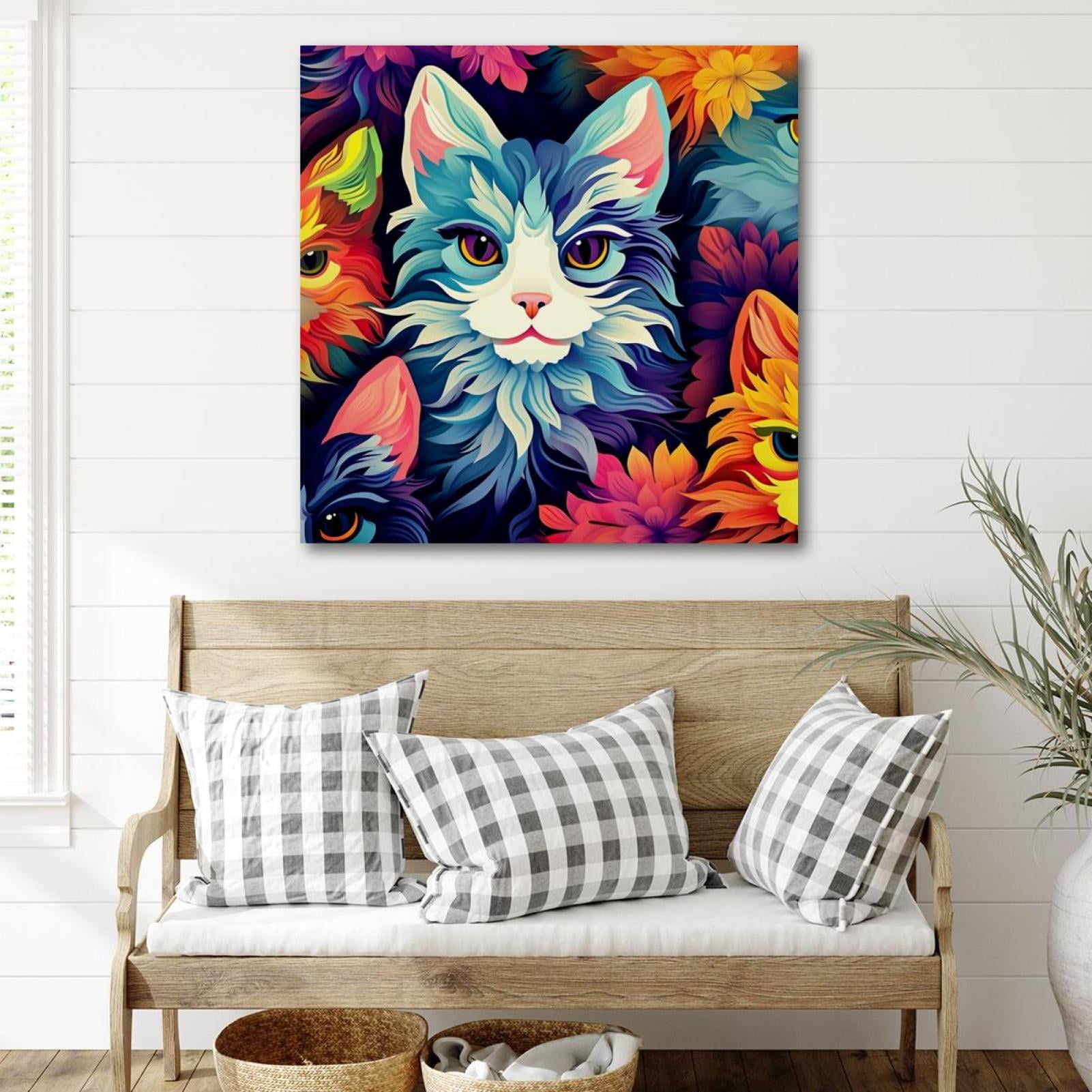 OWNSERIES Cat Pattern Canvas Wall Art Paintings for Living Room Canvas ...