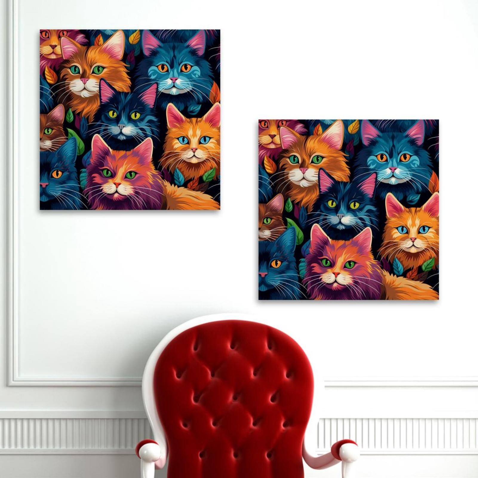 OWNSERIES Cats Pattern 2PC Canvas Wall Art Paintings for Living Room ...