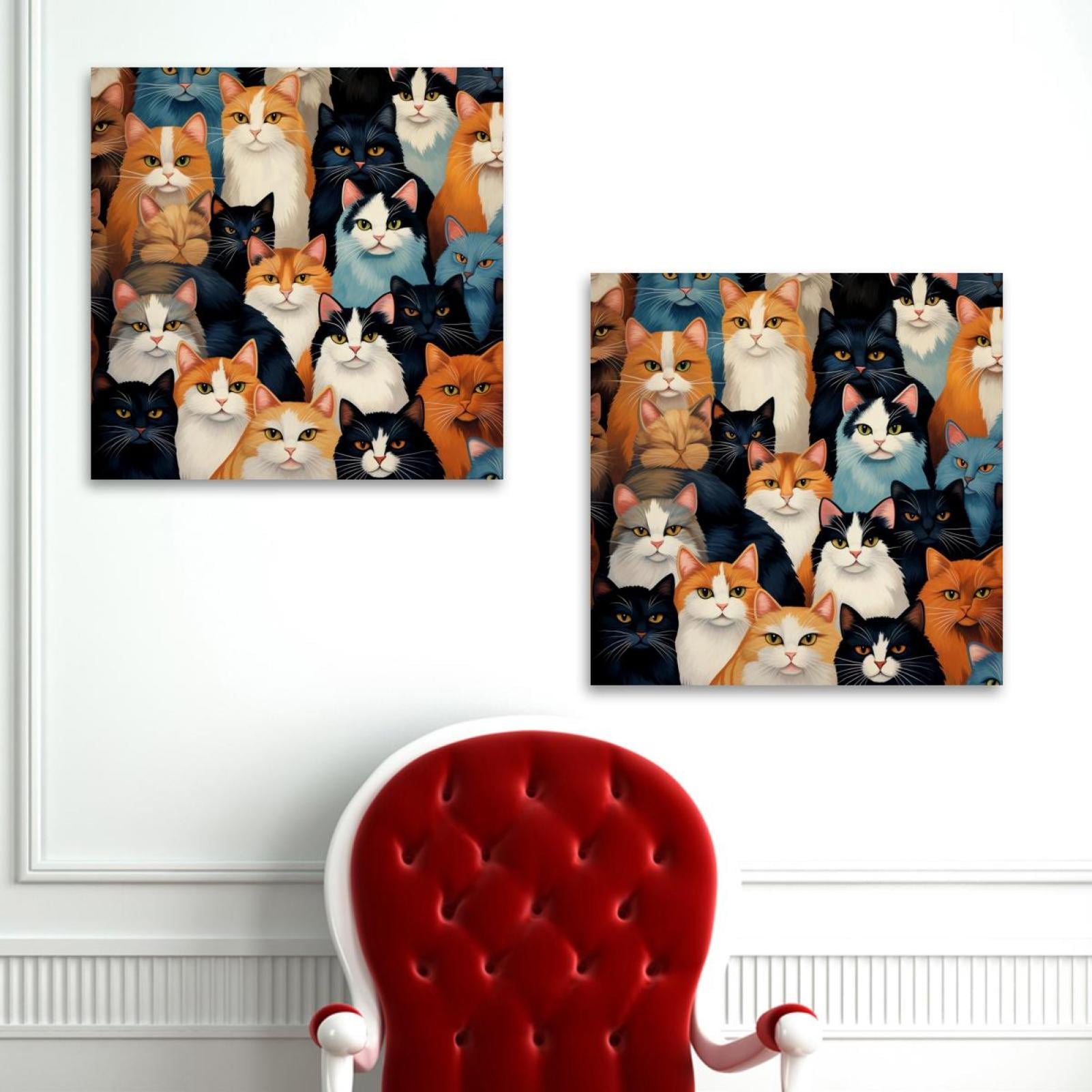 OWNSERIES Cats Pattern 2PC Canvas Wall Art Paintings for Living Room ...