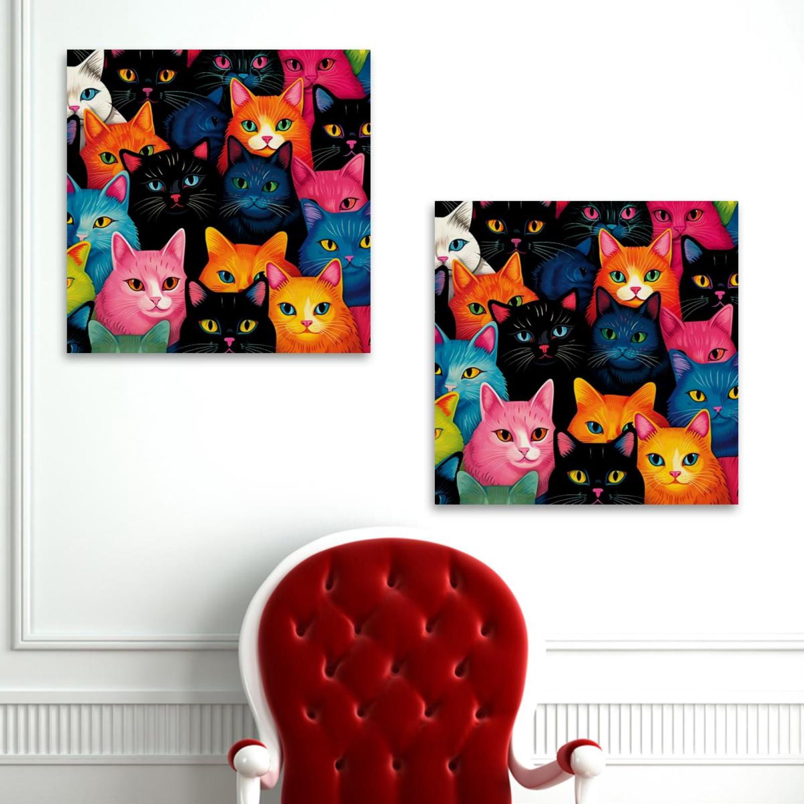 OWNSERIES Cats Pattern 2PC Canvas Wall Art Paintings for Living Room ...