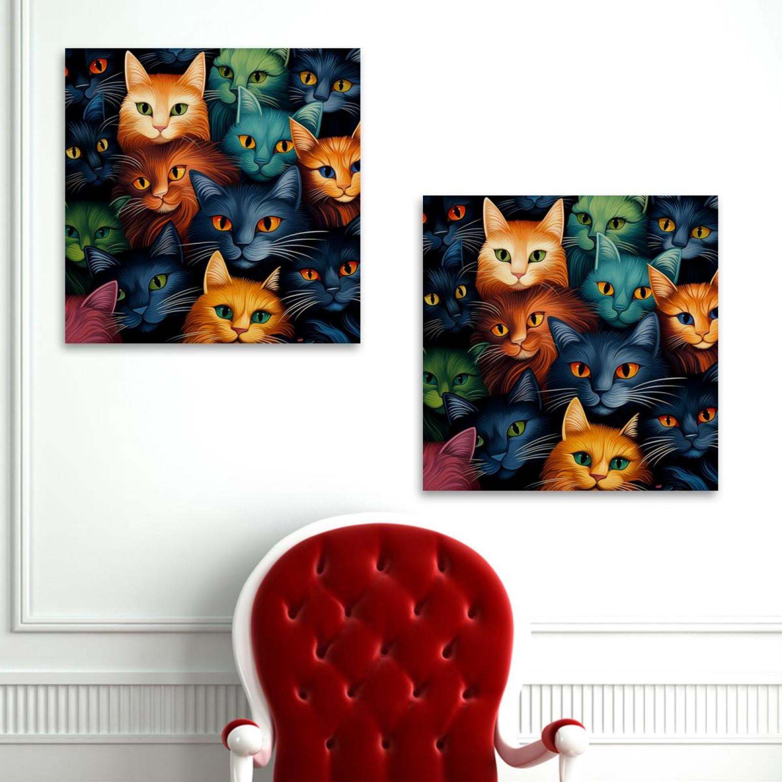 OWNSERIES Cats Pattern 2PC Canvas Wall Art Paintings for Living Room ...