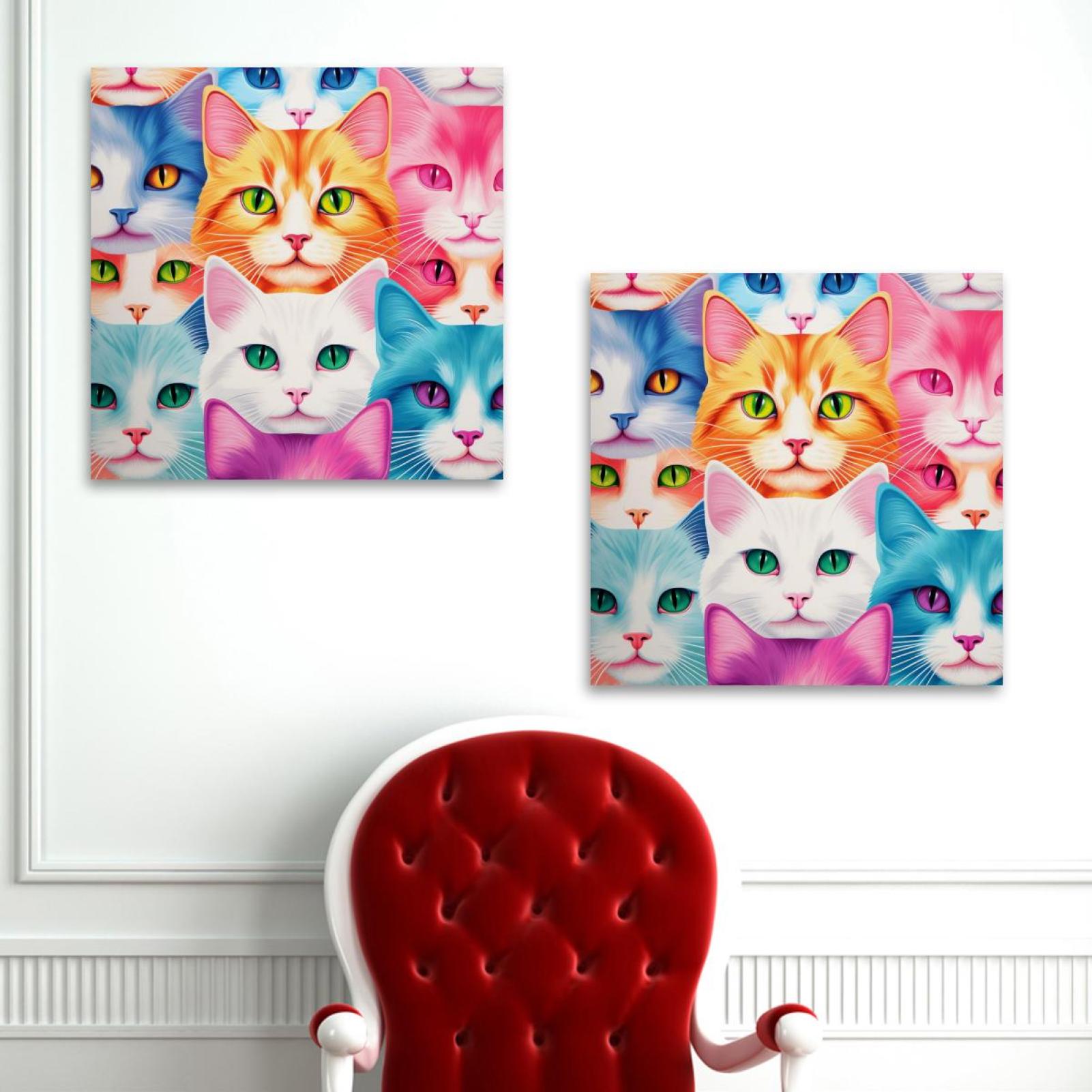 OWNSERIES Cats Pattern 2PC Canvas Wall Art Paintings for Living Room ...