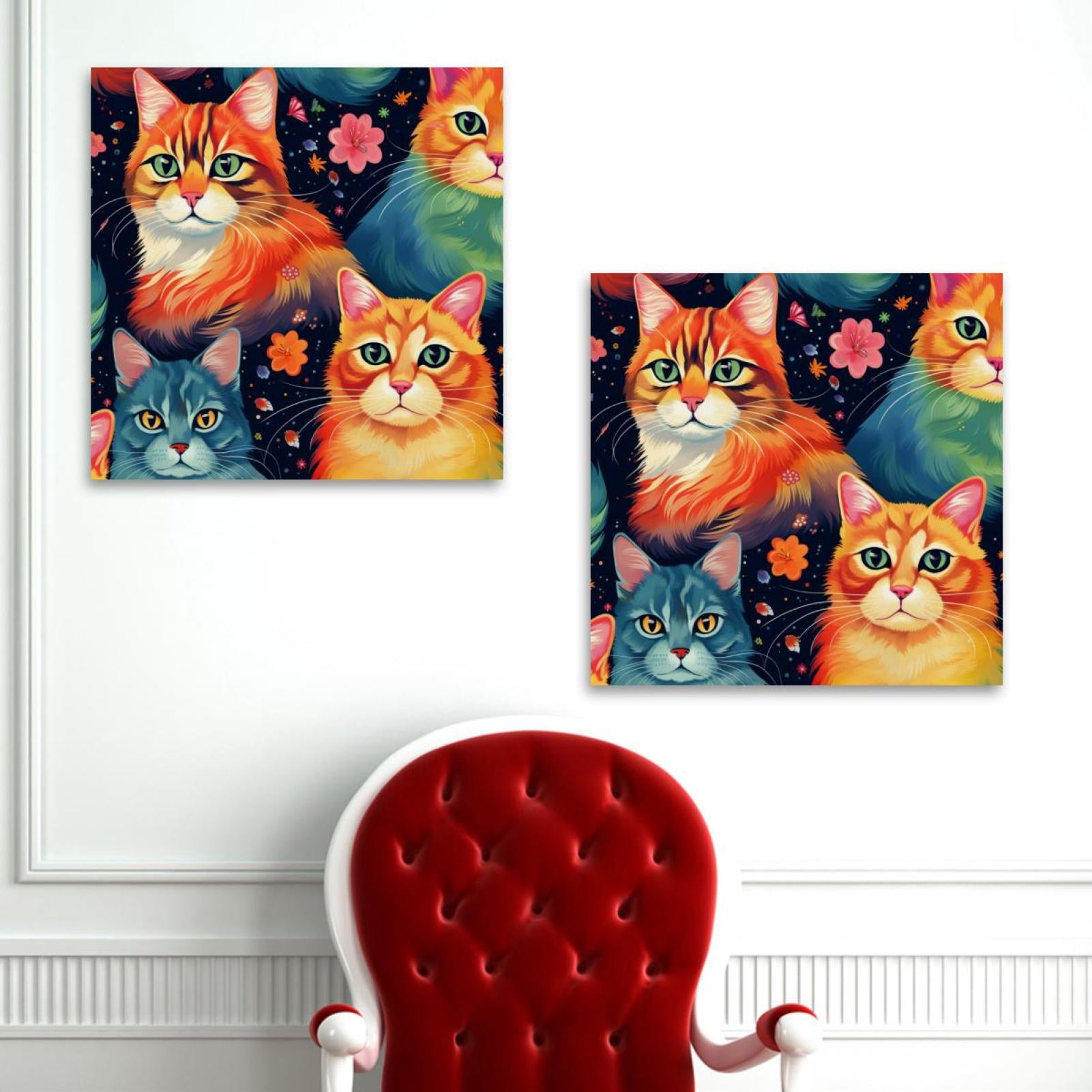 OWNSERIES Cats Pattern 2PC Canvas Wall Art Paintings for Living Room ...
