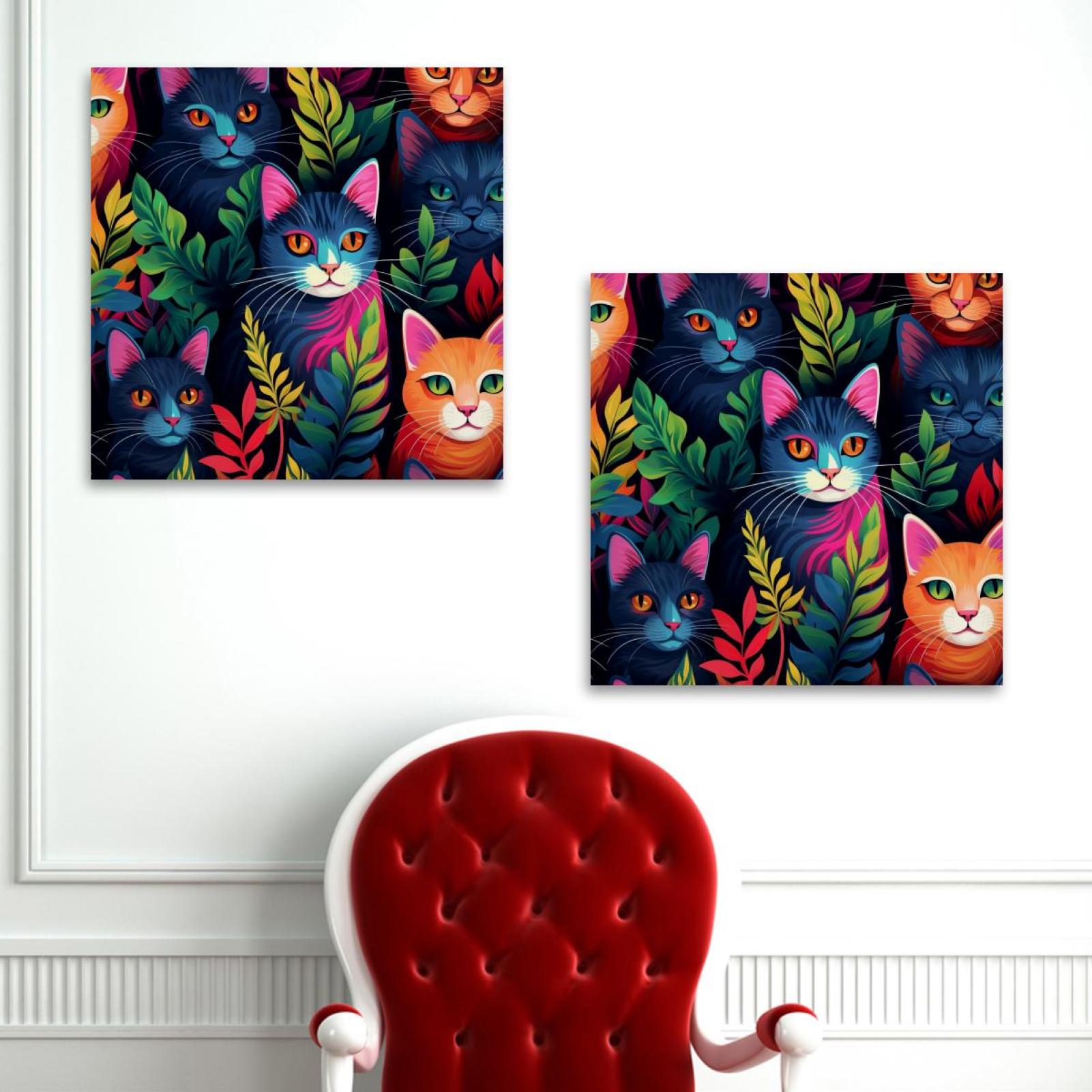OWNSERIES Cats Pattern 2PC Canvas Wall Art Paintings for Living Room ...