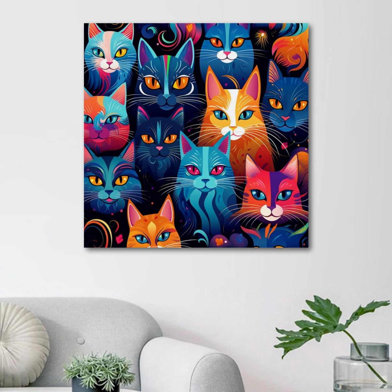 OWNSERIES Cats Pattern Canvas Wall Art Paintings for Living Room Canvas ...